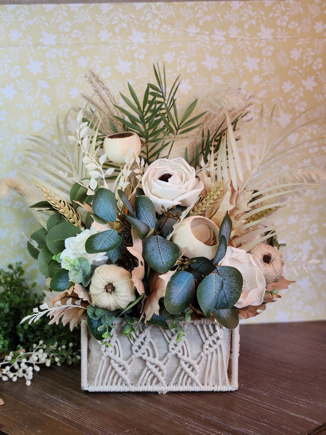 Wood Flower Arrangement, Fall Floral Centerpiece, Fall Floral ...