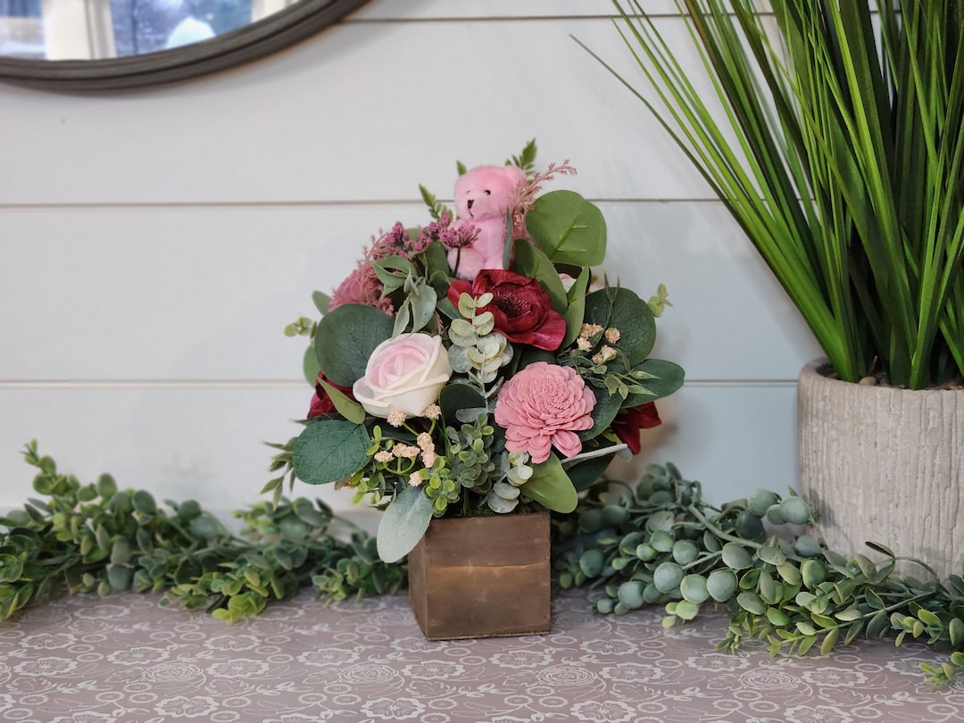 Wood Flower Bouquet, Wood Flower Centerpiece, Gift for Teacher, Sola ...