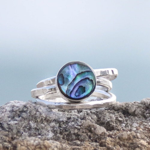 Paua Shell. Ring. Sterling Silver. Adjustable Ring. Abalone - Etsy