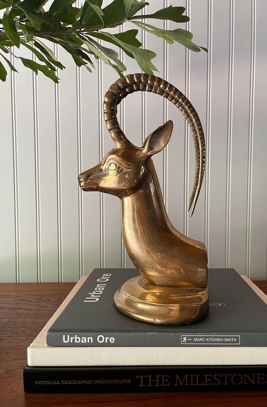 Large Vintage Brass Ibex Head - Etsy