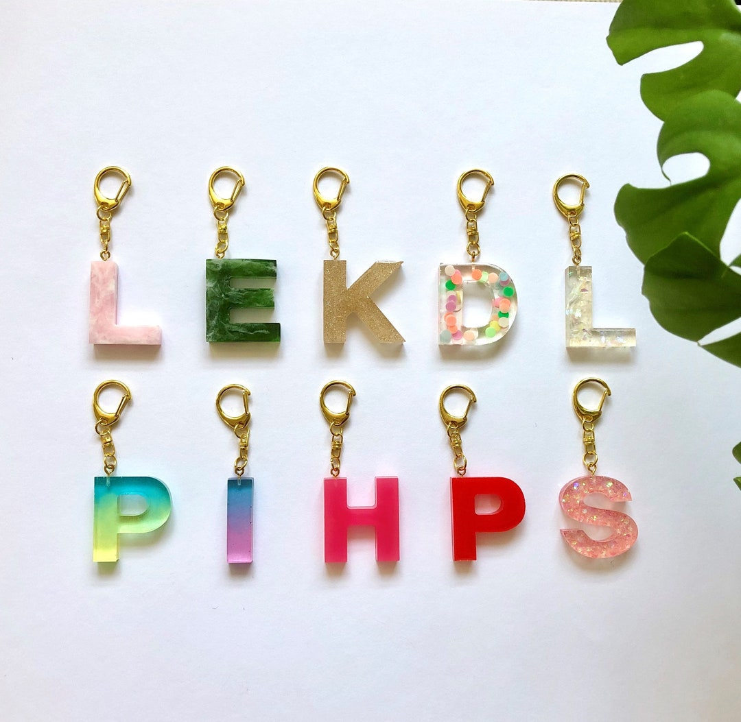 Handmade Resin Letter Keychains - Etsy