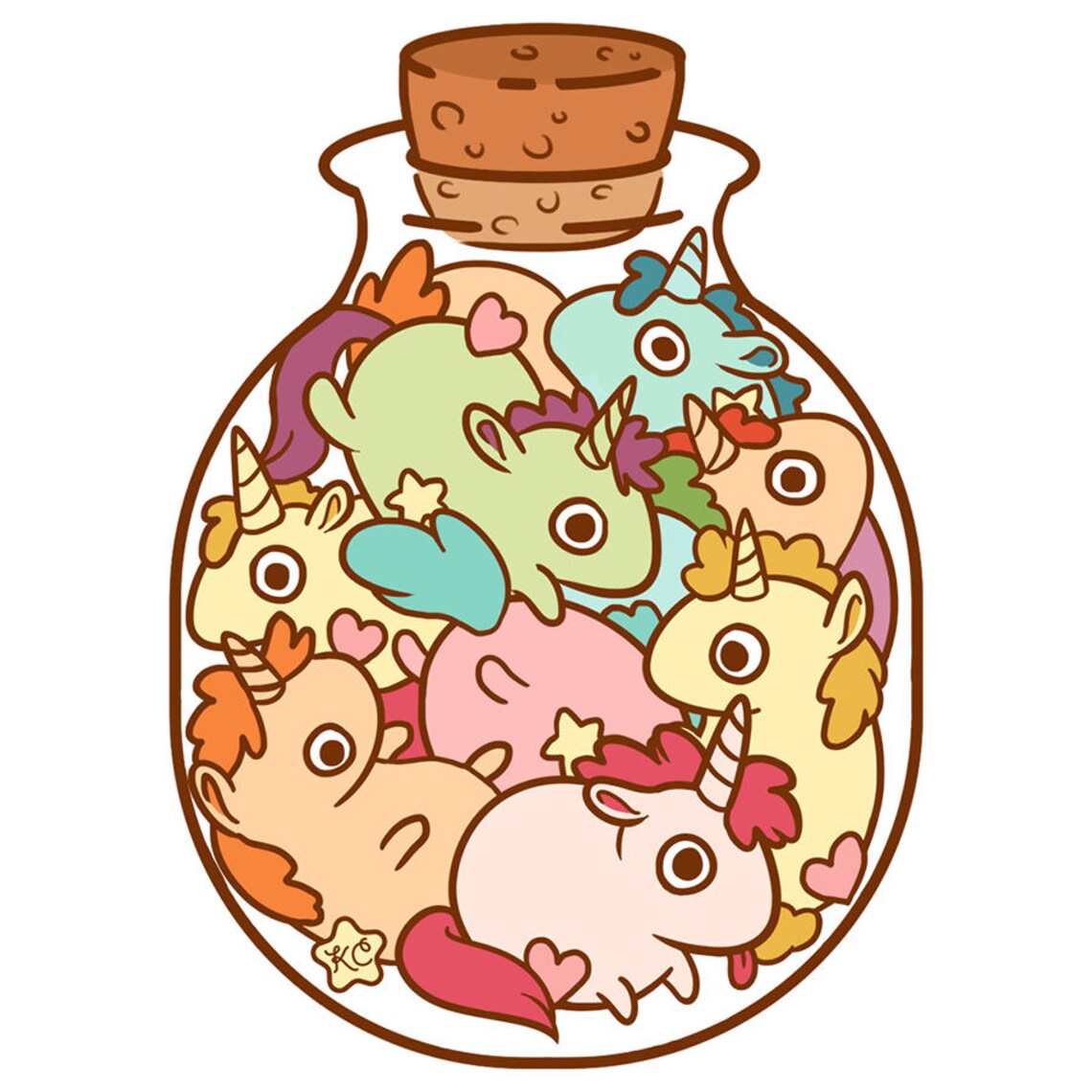 Colorful Unicorns Trapped in a Bottle Print - Etsy
