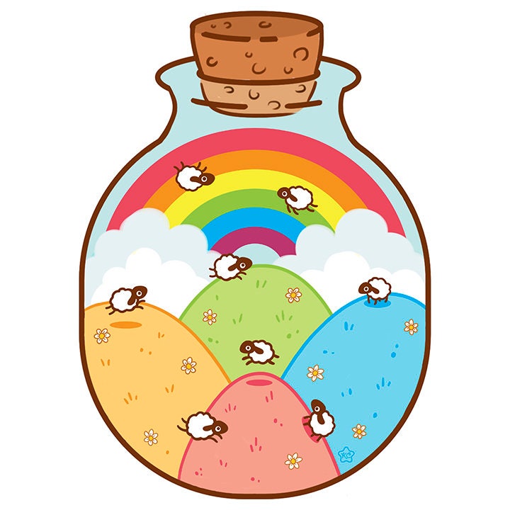 Fluffy Sheep and a Rainbow Trapped in a Bottle Print - Etsy