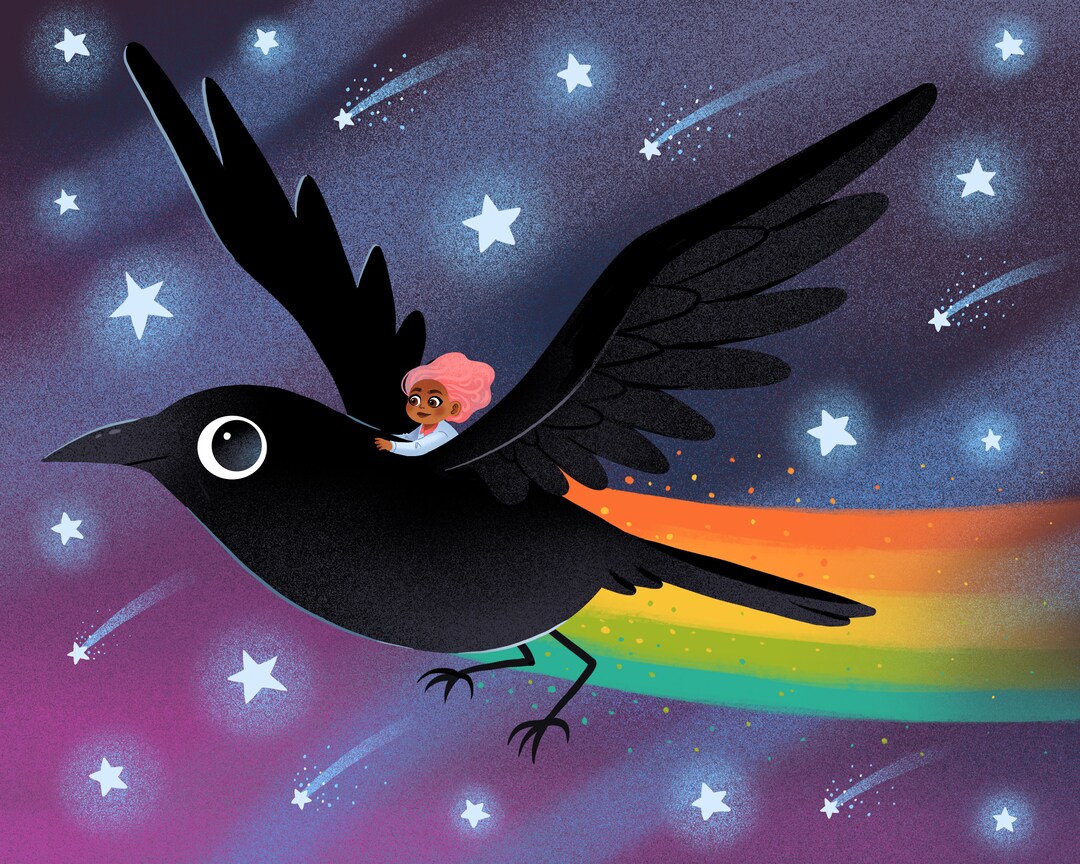 Flight of the Rainbow Raven - Etsy