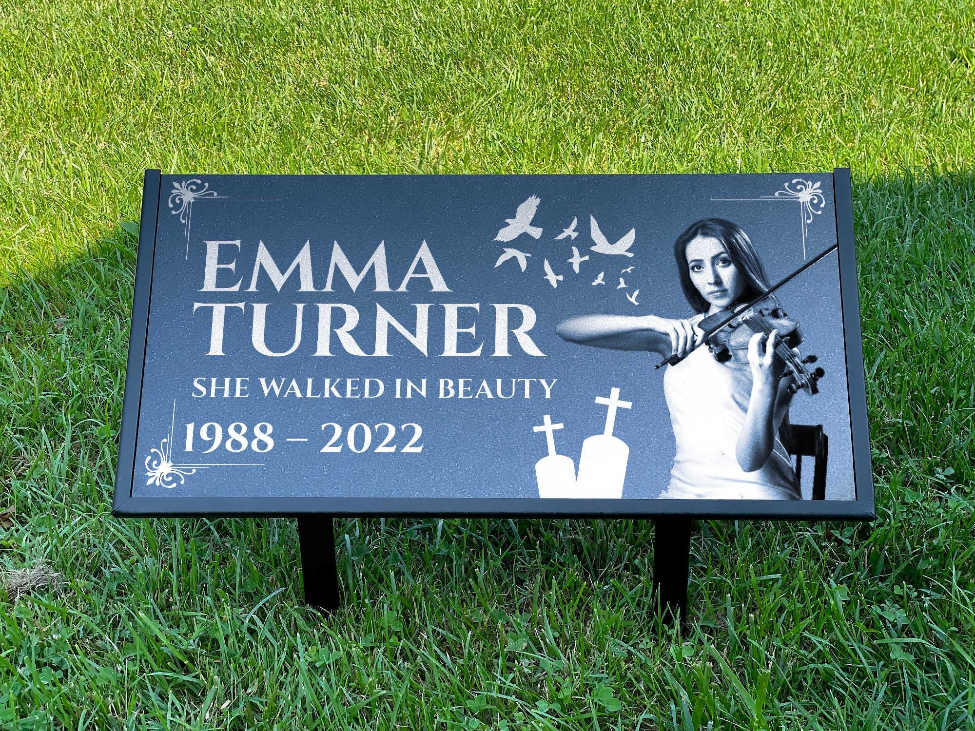 Personalized Black Granite Headstone, Tombstone With Photo 12x6 & 24x12 ...