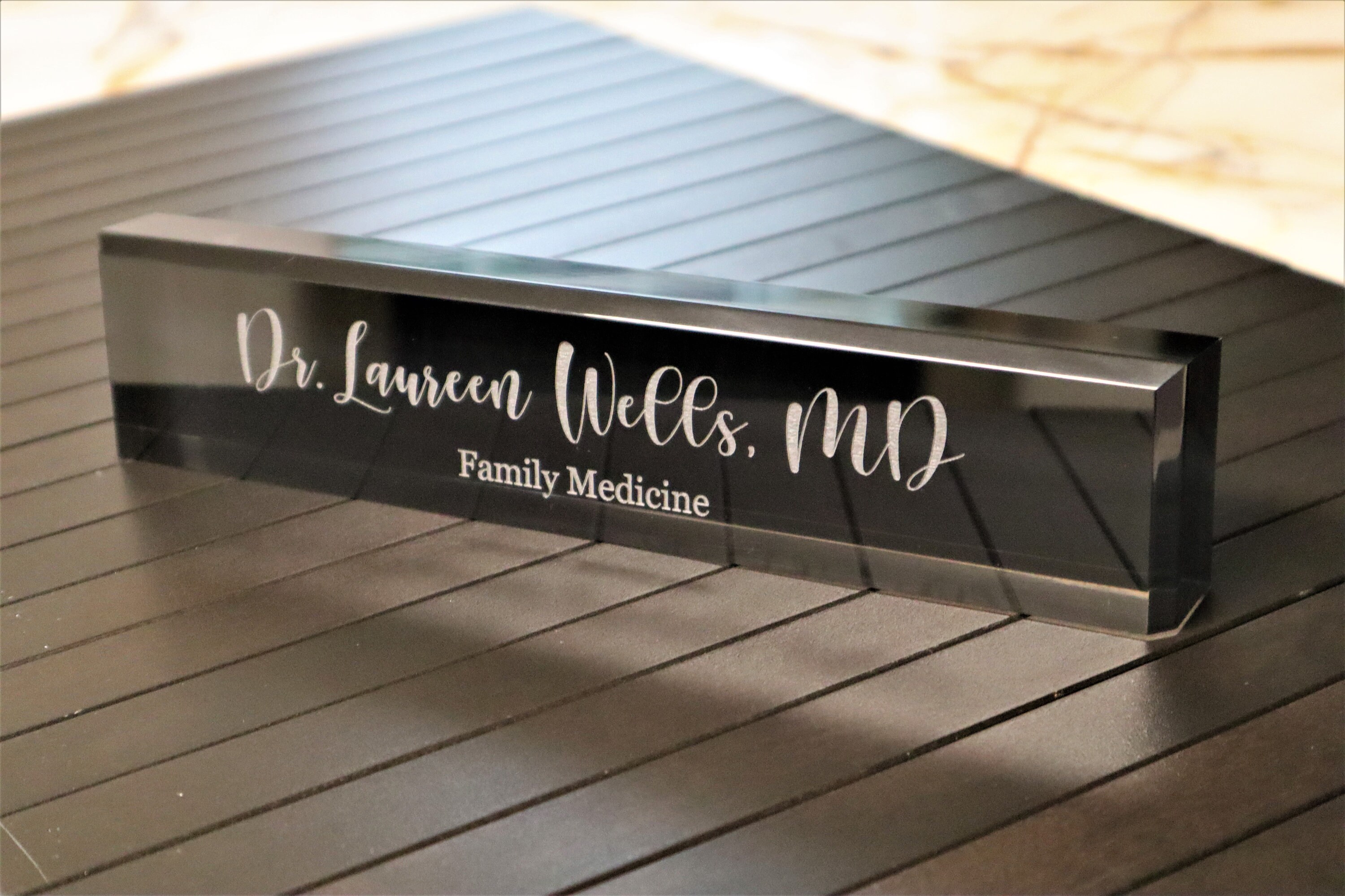 Personalized Name Plate, Acrylic Desk Name Block, Custom Engraved Name ...