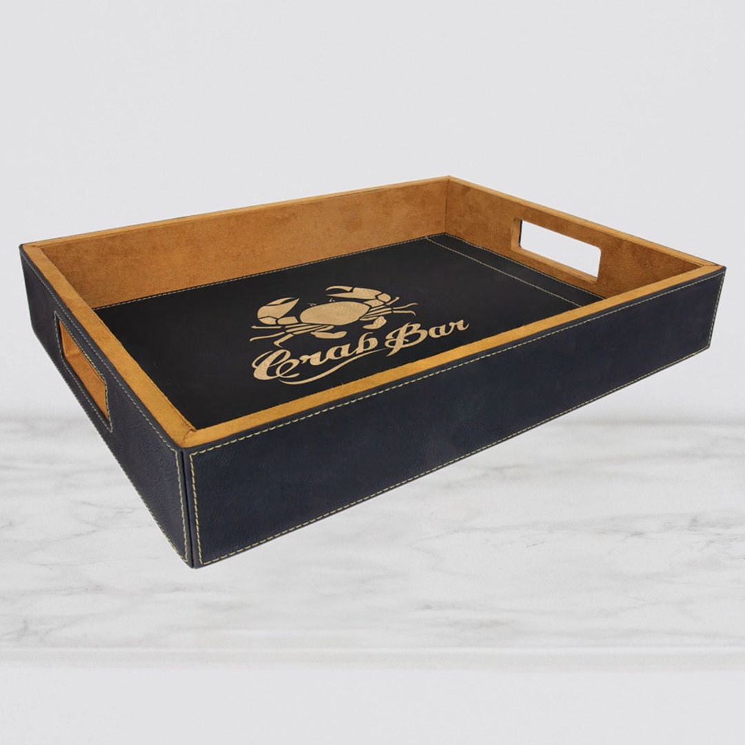 Personalized Leather 16" X 12" Serving Tray With Text or Logo. Wedding ...