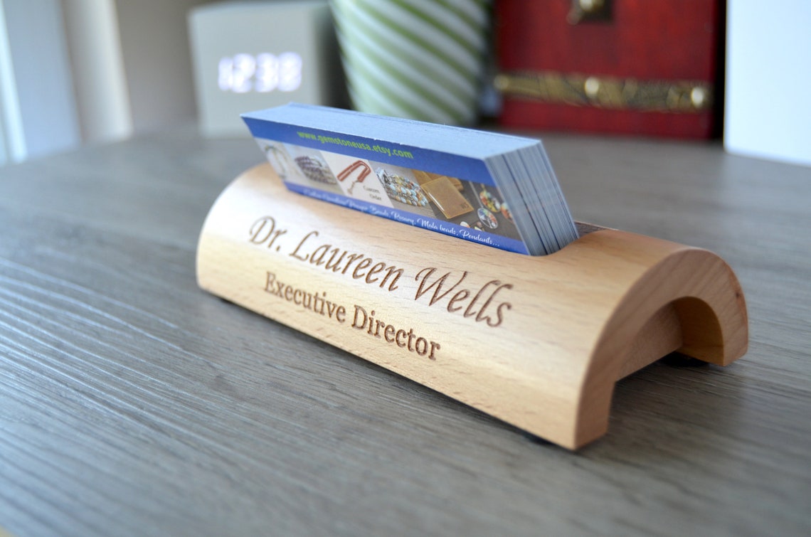 Personalized Business Card Holder - Desk Name Plate - Custom Engraved ...