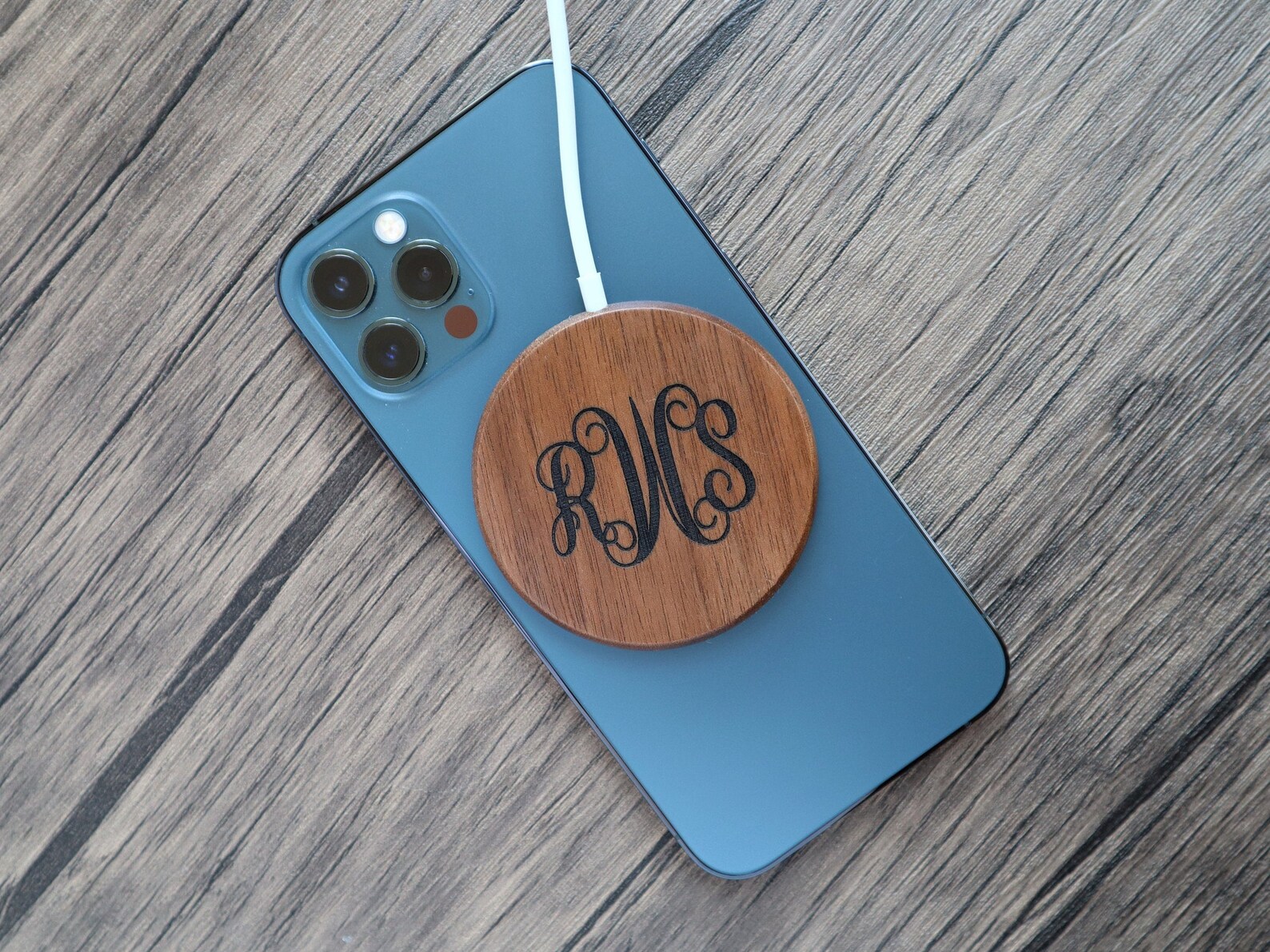 Magnetic Wood Wireless Charger With Text Logo for iPhone 12 12 Pro 12 ...