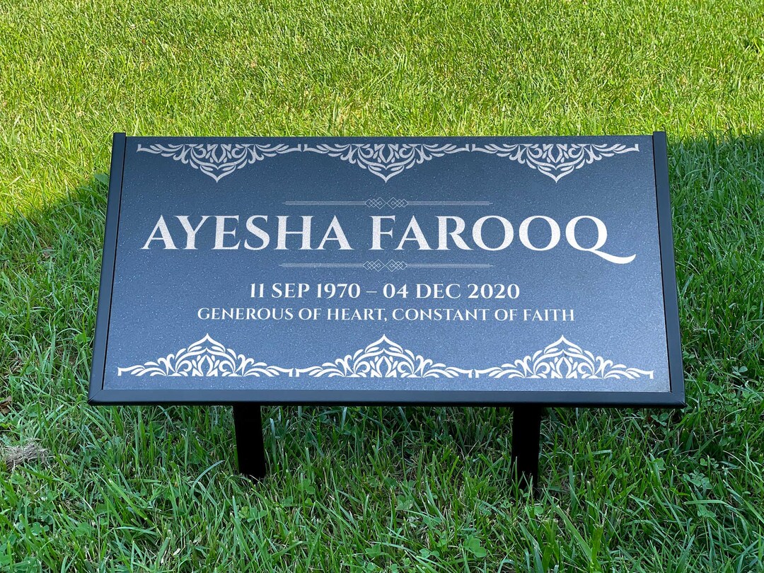 Islamic Black Granite Headstone – Personalized 12x6 & 24x12 Muslim ...