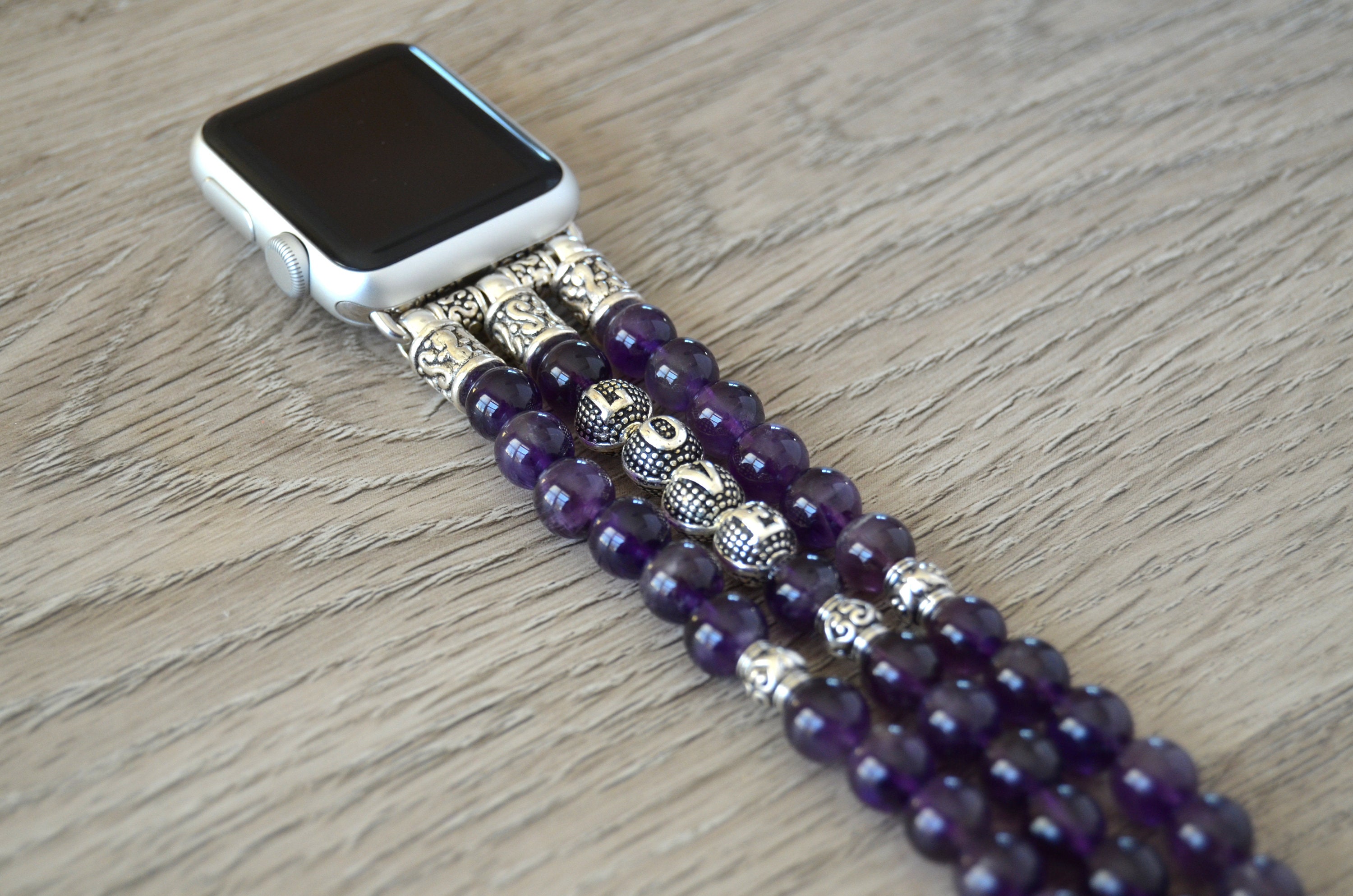 Handmade Apple Watch Amethyst Gemstone Personalized Band 38mm | Etsy