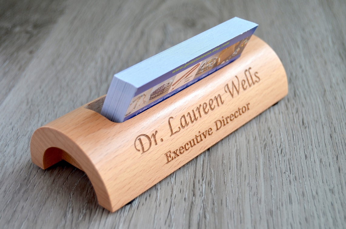 Personalized Business Card Holder Desk Name Plate Custom - Etsy