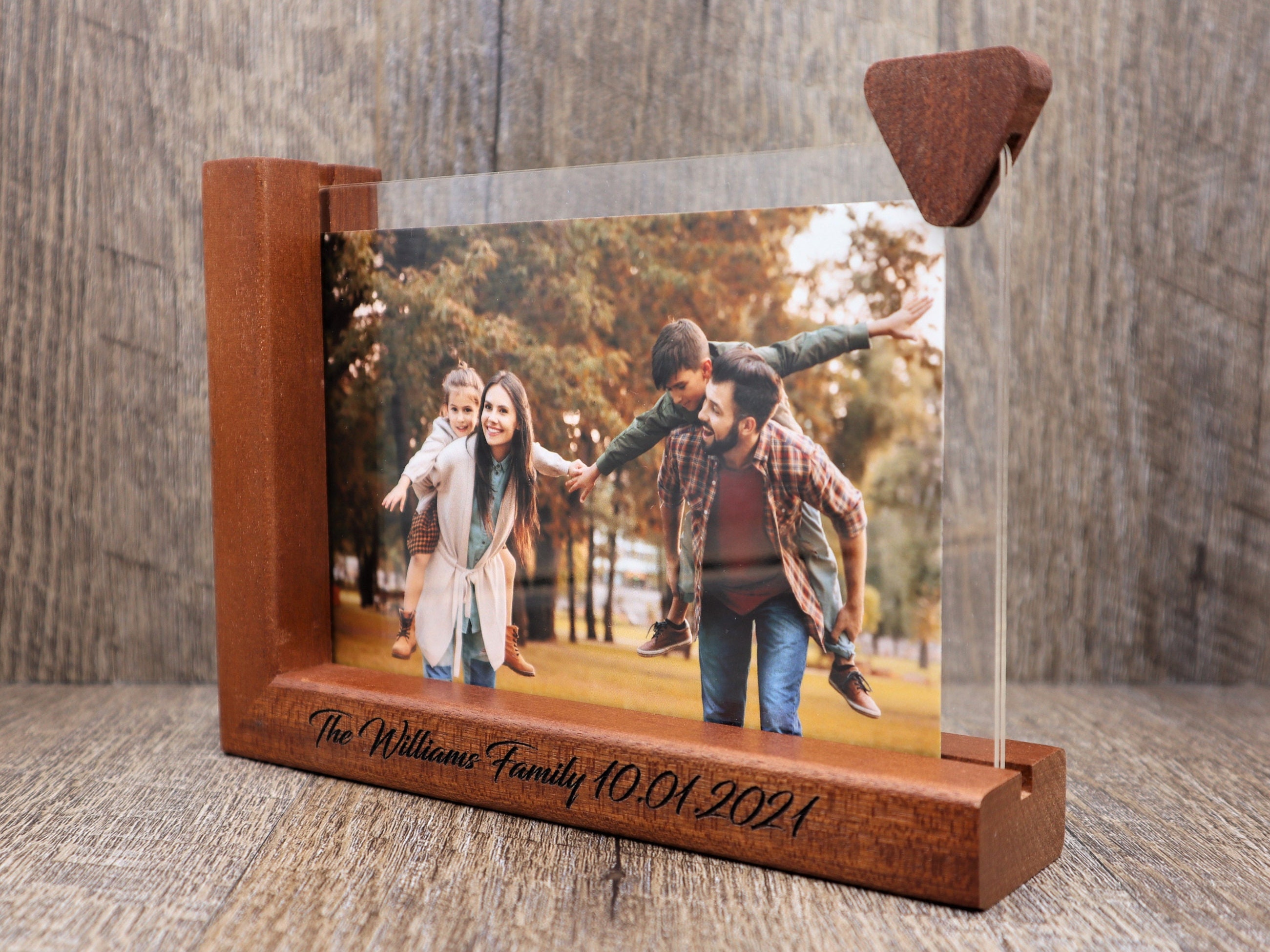 Personalized Wood Acrylic Desktop Picture Frame With Photo - Etsy