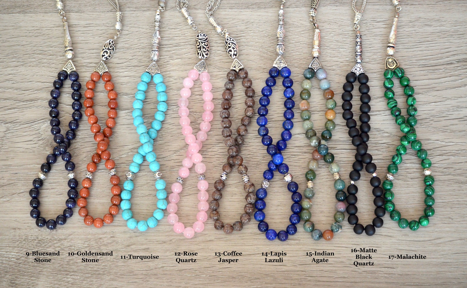 Personalized Gemstone Prayer Beads, Worry Beads, Tasbih Subha Misbaha ...