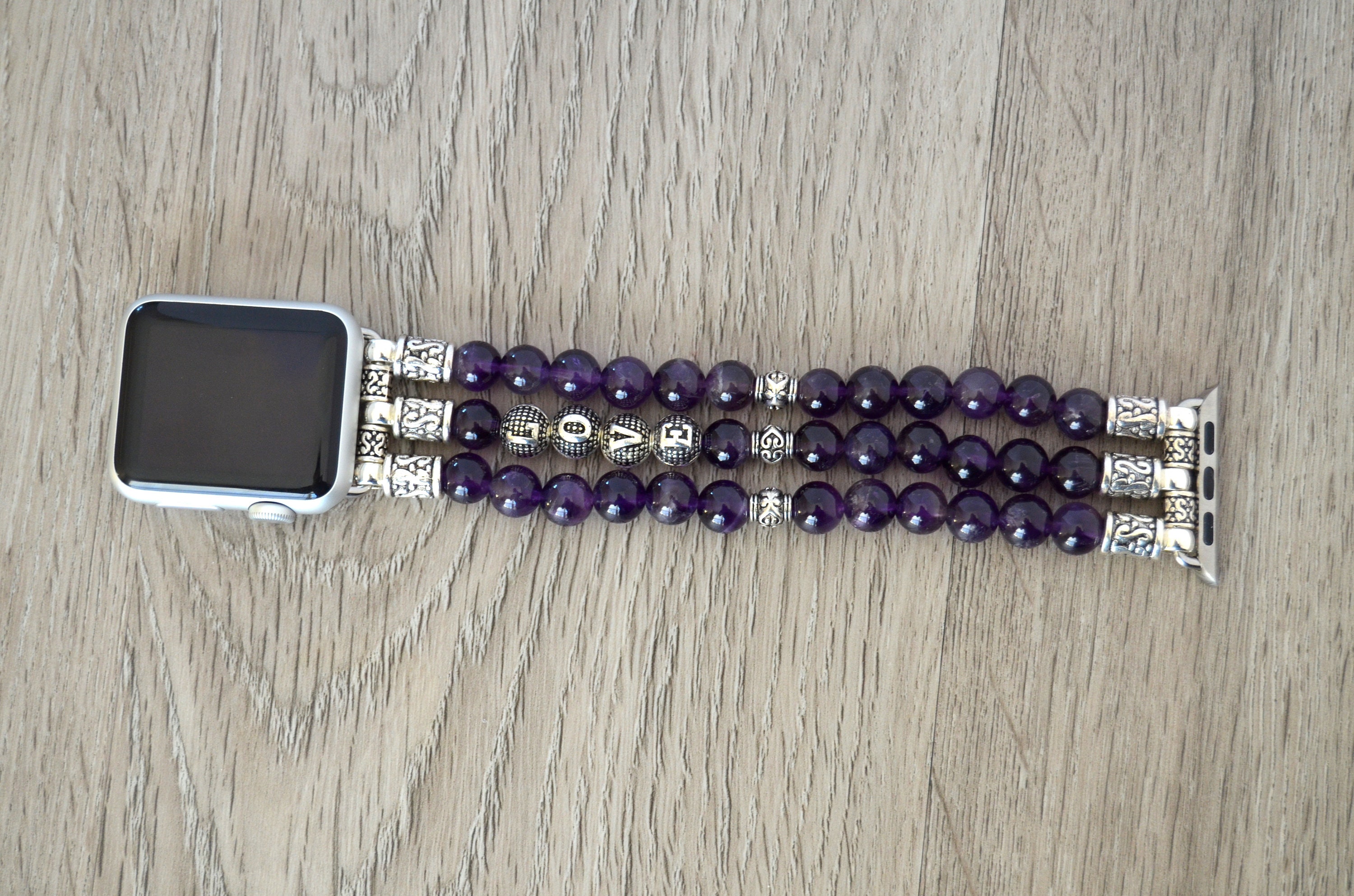 Handmade Apple Watch Amethyst Gemstone Personalized Band 38mm | Etsy