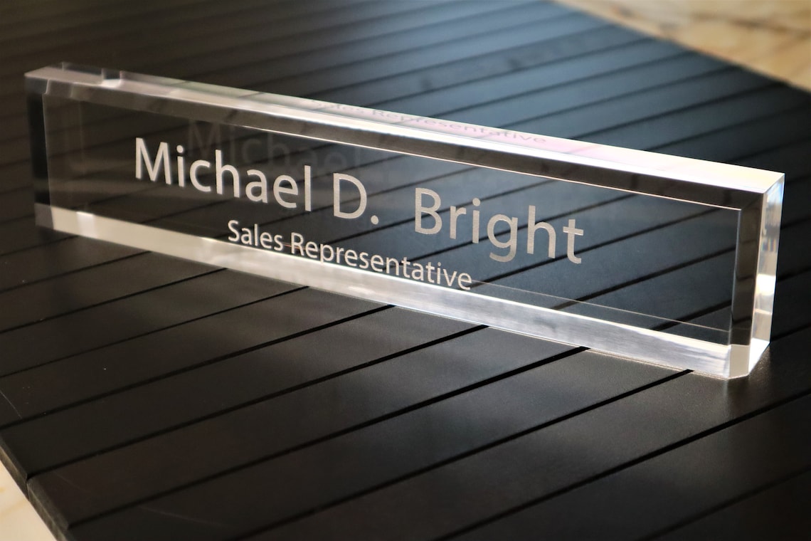 Personalized Name Plate, Acrylic Desk Name Block, Custom Engraved Name ...