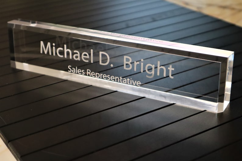 Personalized Name Plate, Acrylic Desk Name Block, Custom Engraved Name ...