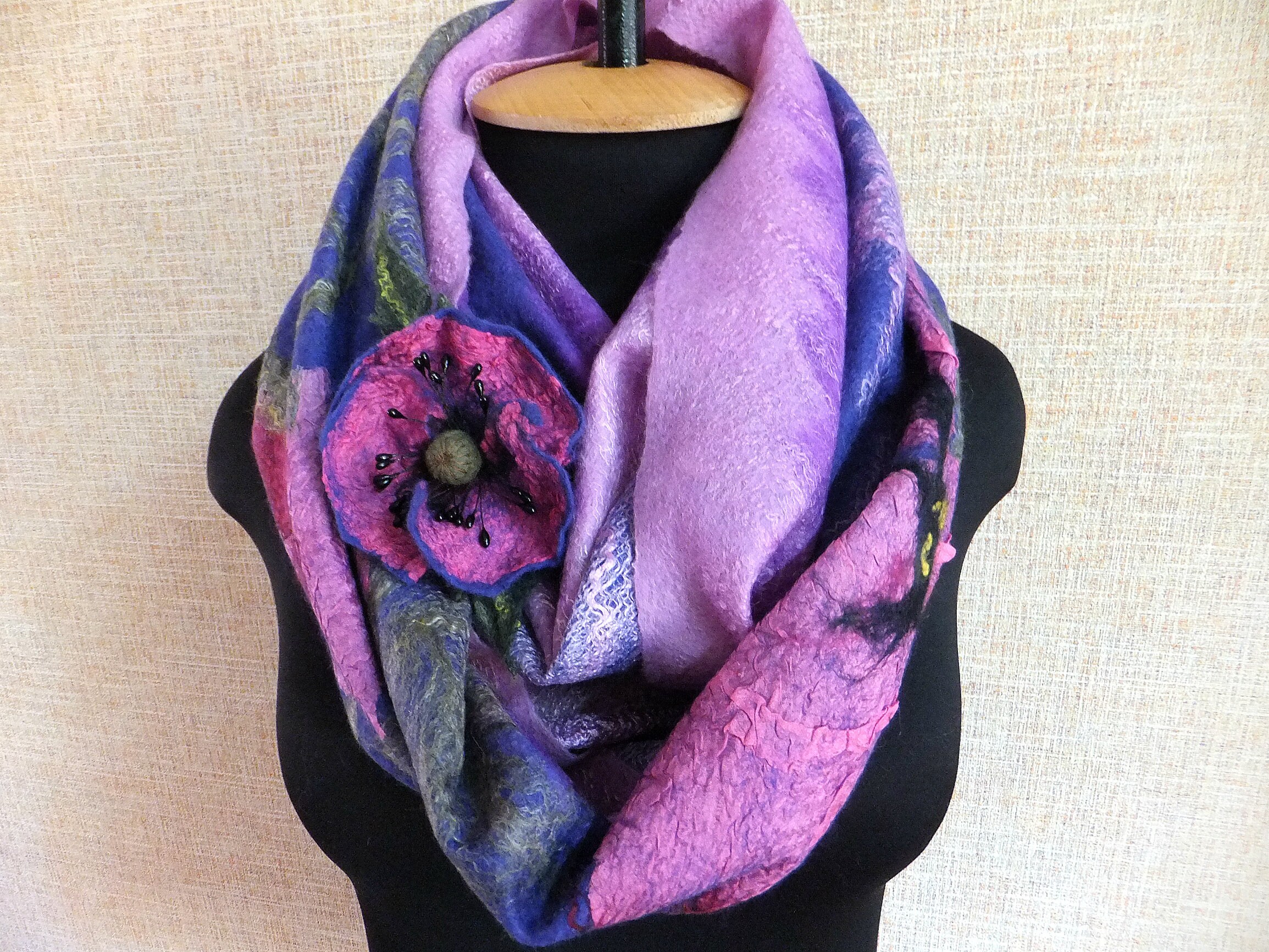 Violet Infinity Scarves for Women Nuno Felt Scarf Snood Pink | Etsy