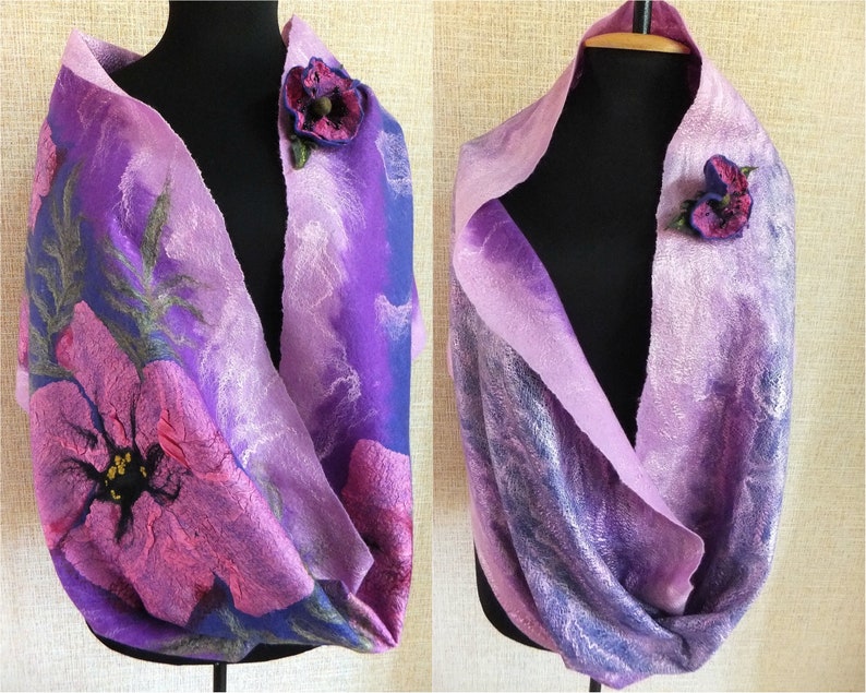 Violet Infinity Scarves for Women Nuno Felt Scarf Snood Pink - Etsy