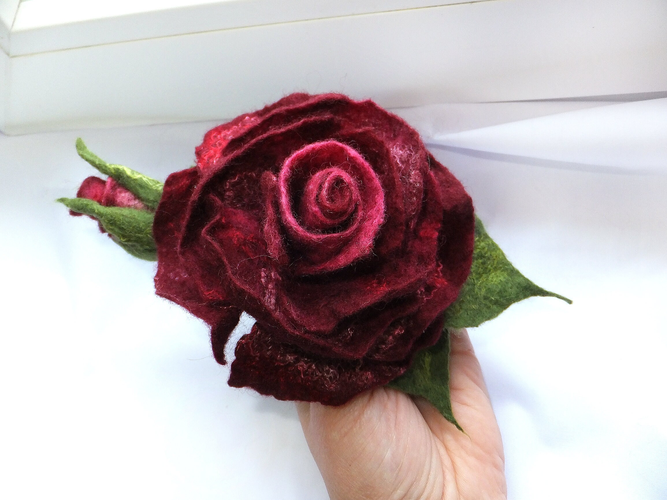 Large Brooches Burgundy Rose Brooch Womens Felt Brooch Wool - Etsy