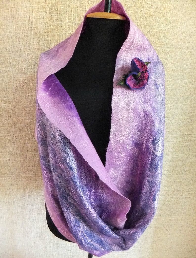 Violet Infinity Scarves for Women Nuno Felt Scarf Snood Pink - Etsy