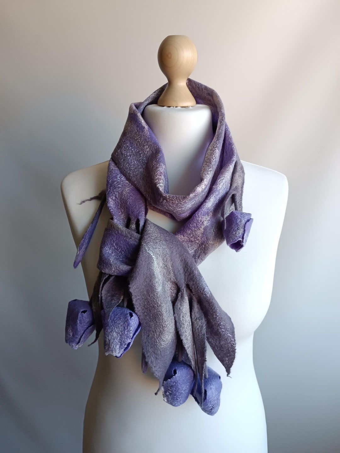 Handmade Felted Scarf: Floral Merino Wool Tulip Wrap - Etsy