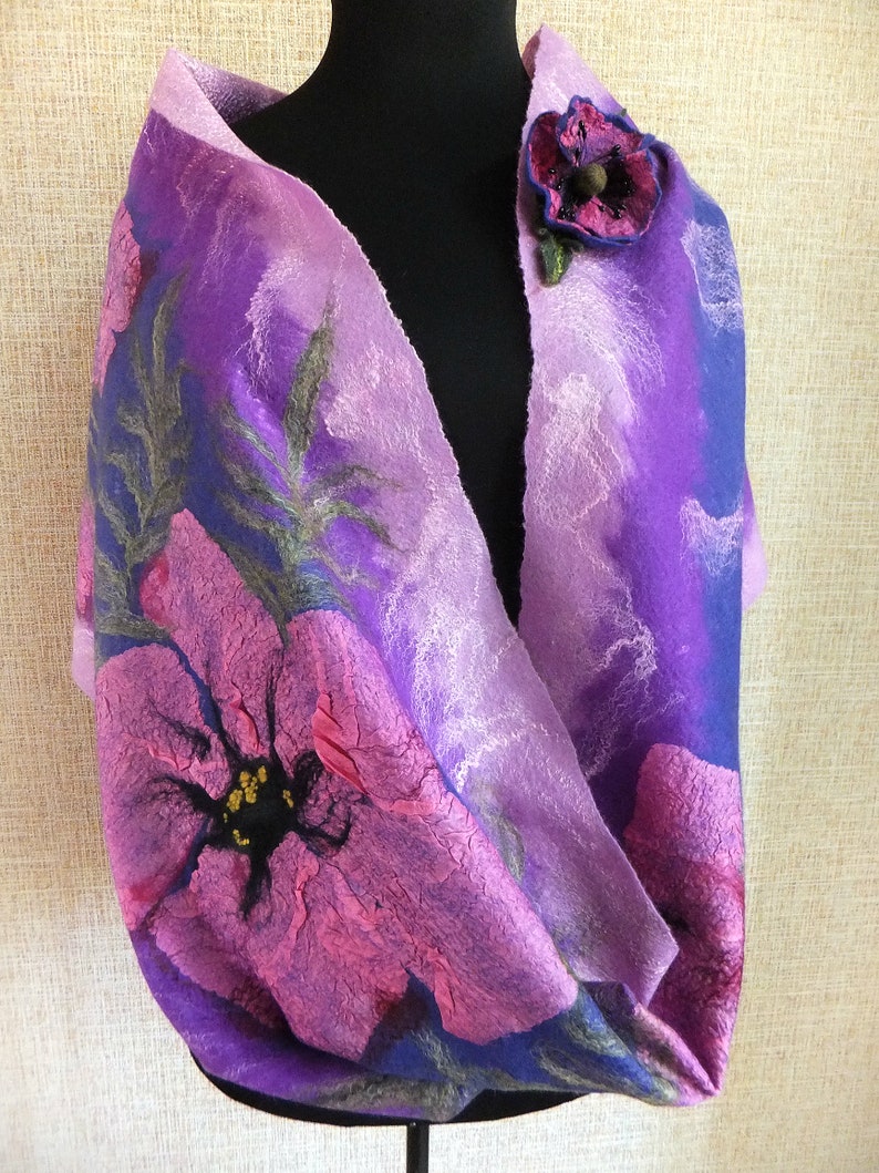 Violet Infinity Scarves for Women Nuno Felt Scarf Snood Pink - Etsy