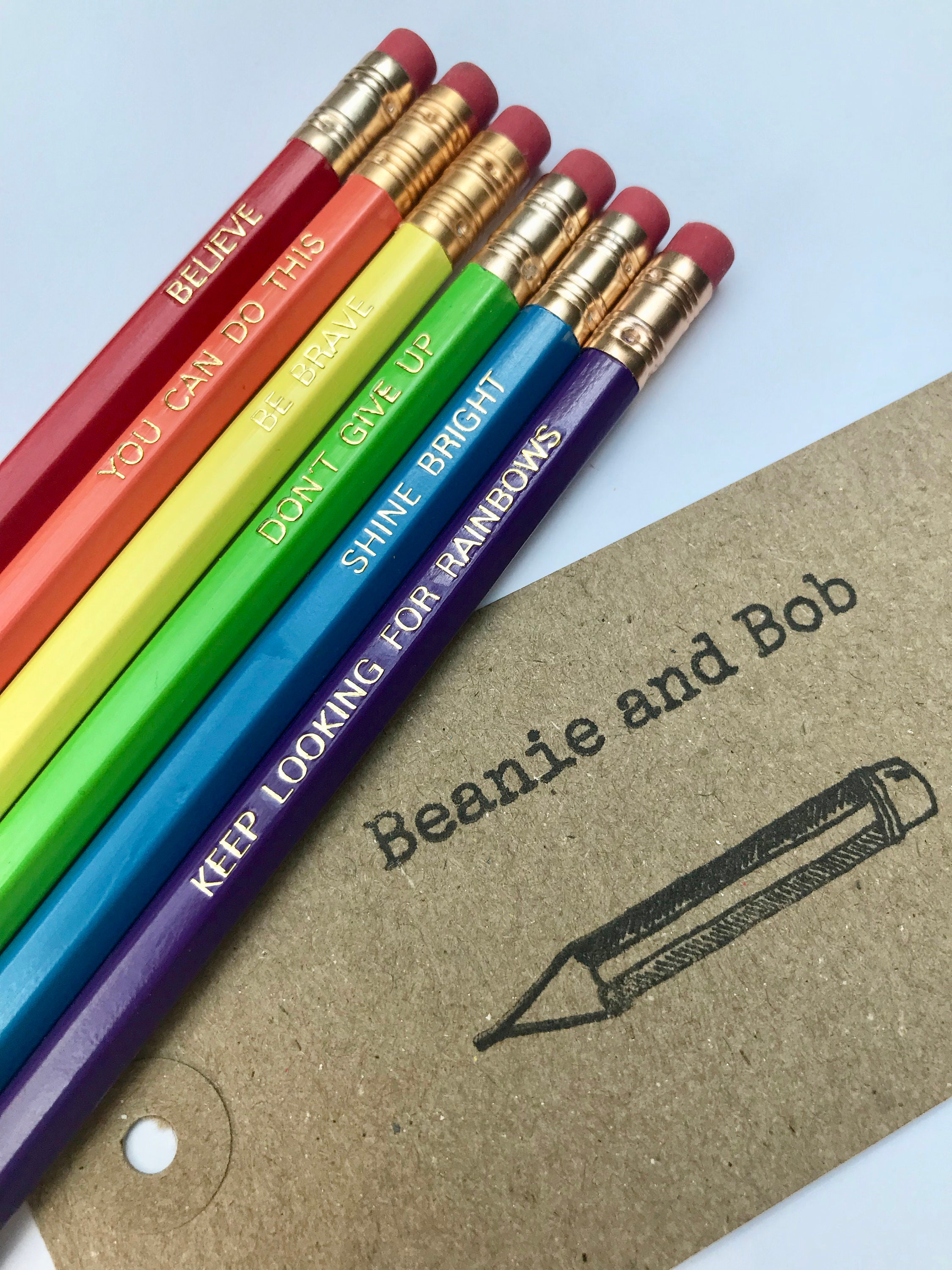 Pencils Rainbow Coloured HB Pencils Imprinted Pencils - Etsy UK