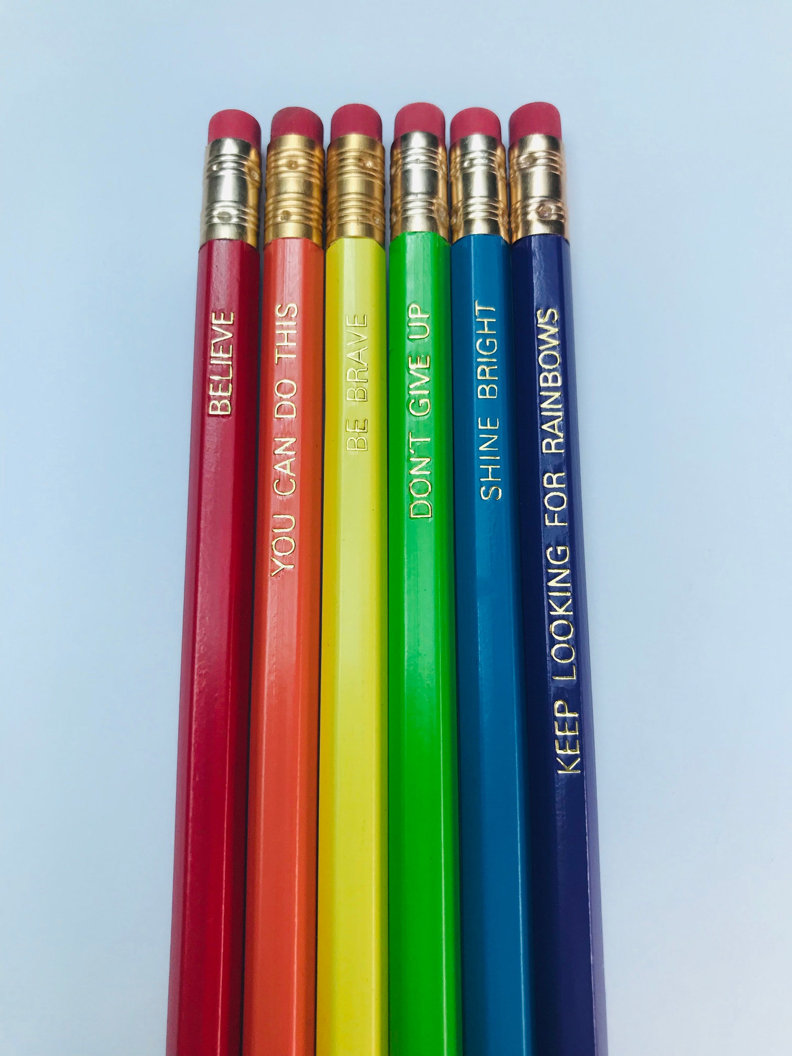 Pencils Rainbow Coloured HB Pencils Imprinted Pencils | Etsy