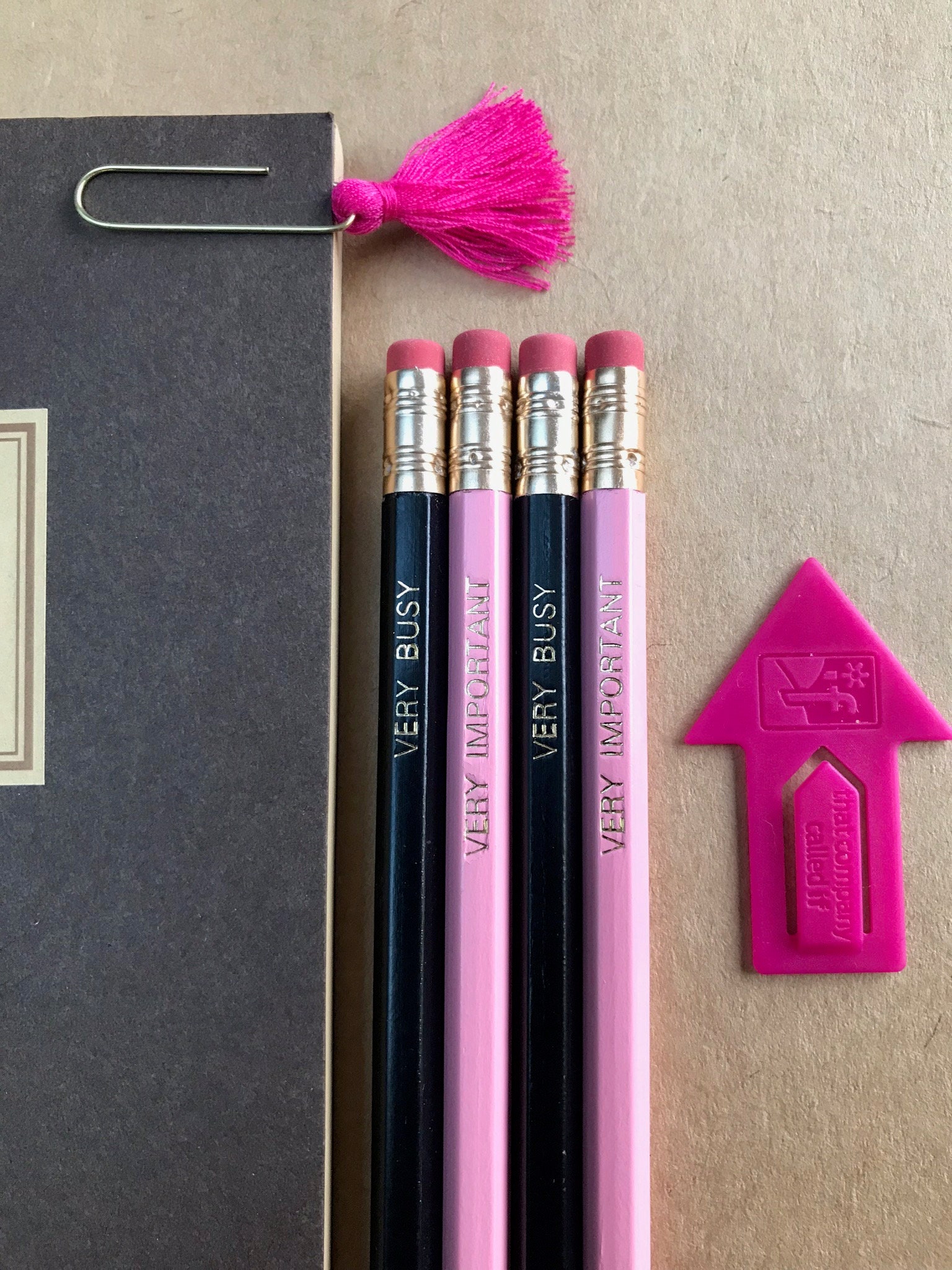 Quote Pencil set Lead Pencils Set of 4 Black and Pink | Etsy