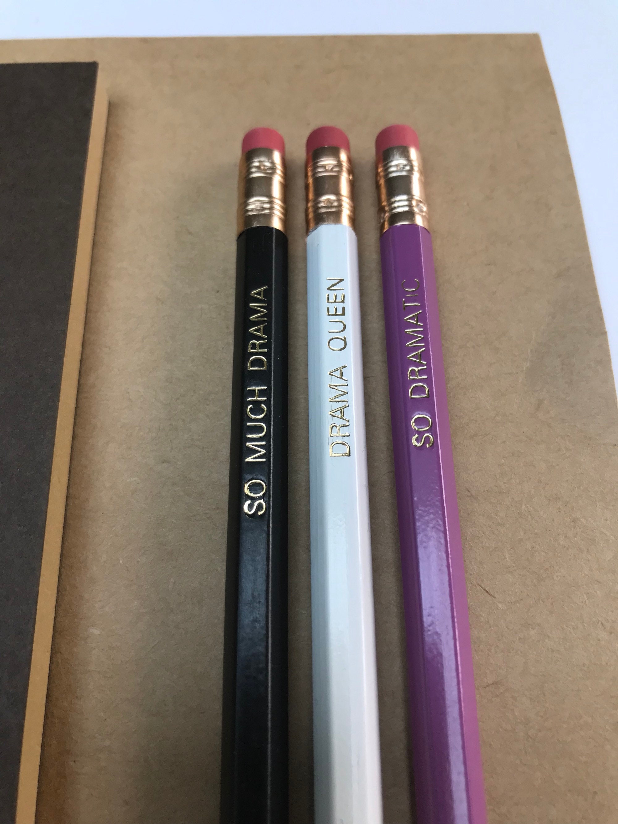 Drama Quote Pencil Set Pencil Set Imprinted Pencils | Etsy UK