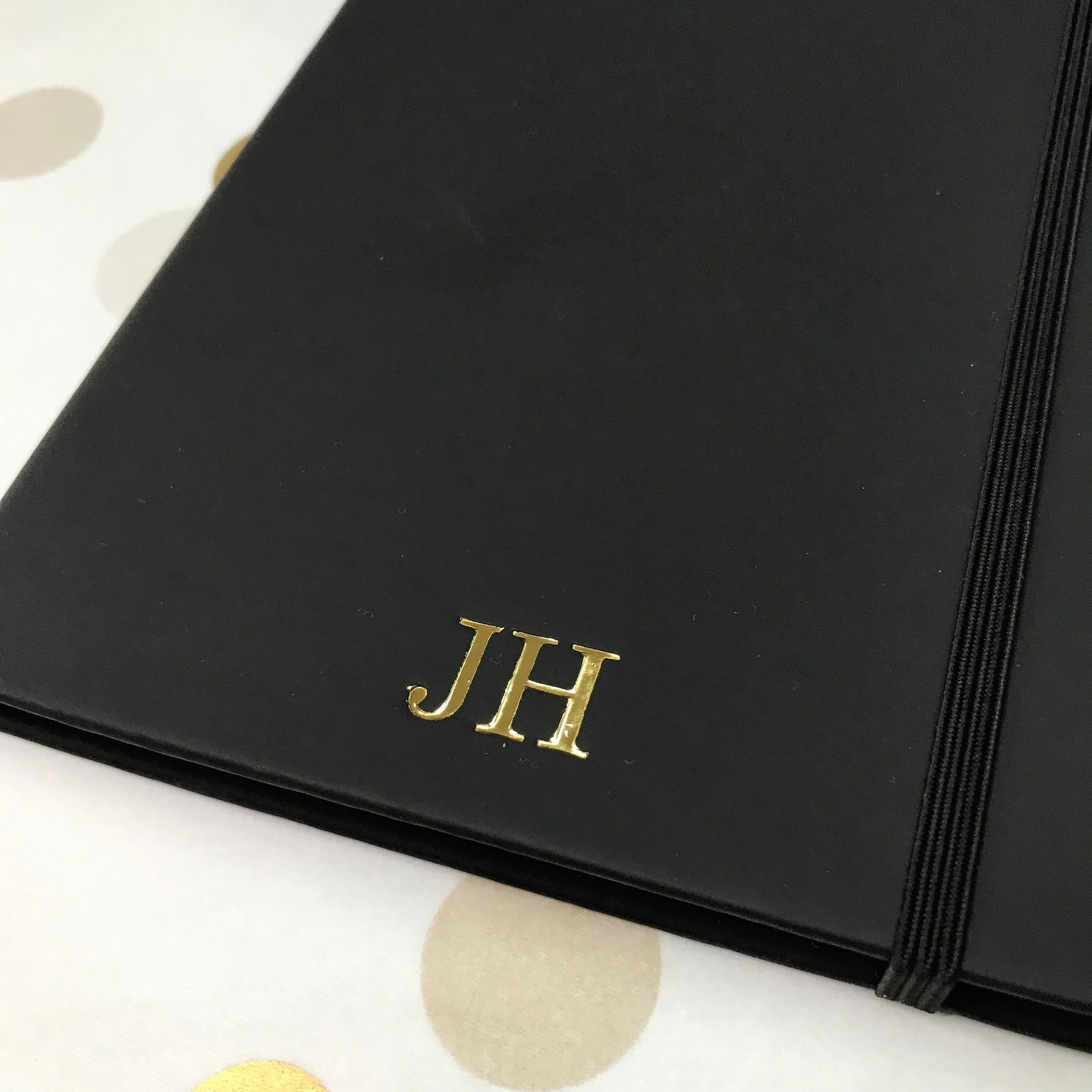Personalised Black A5 Notebook Black Monogram Journal | Etsy