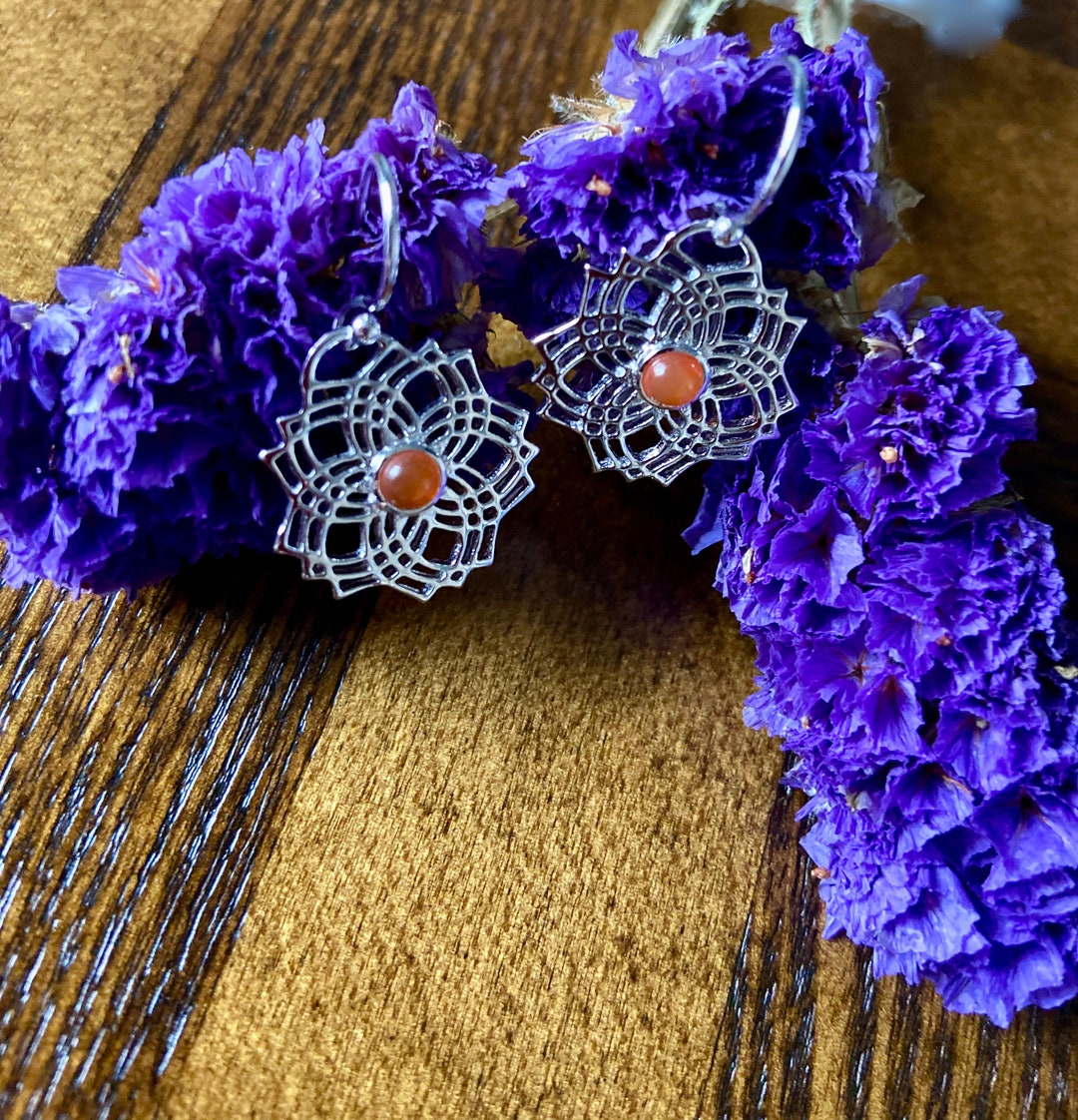 Boho Lotus Flower Earrings - Etsy