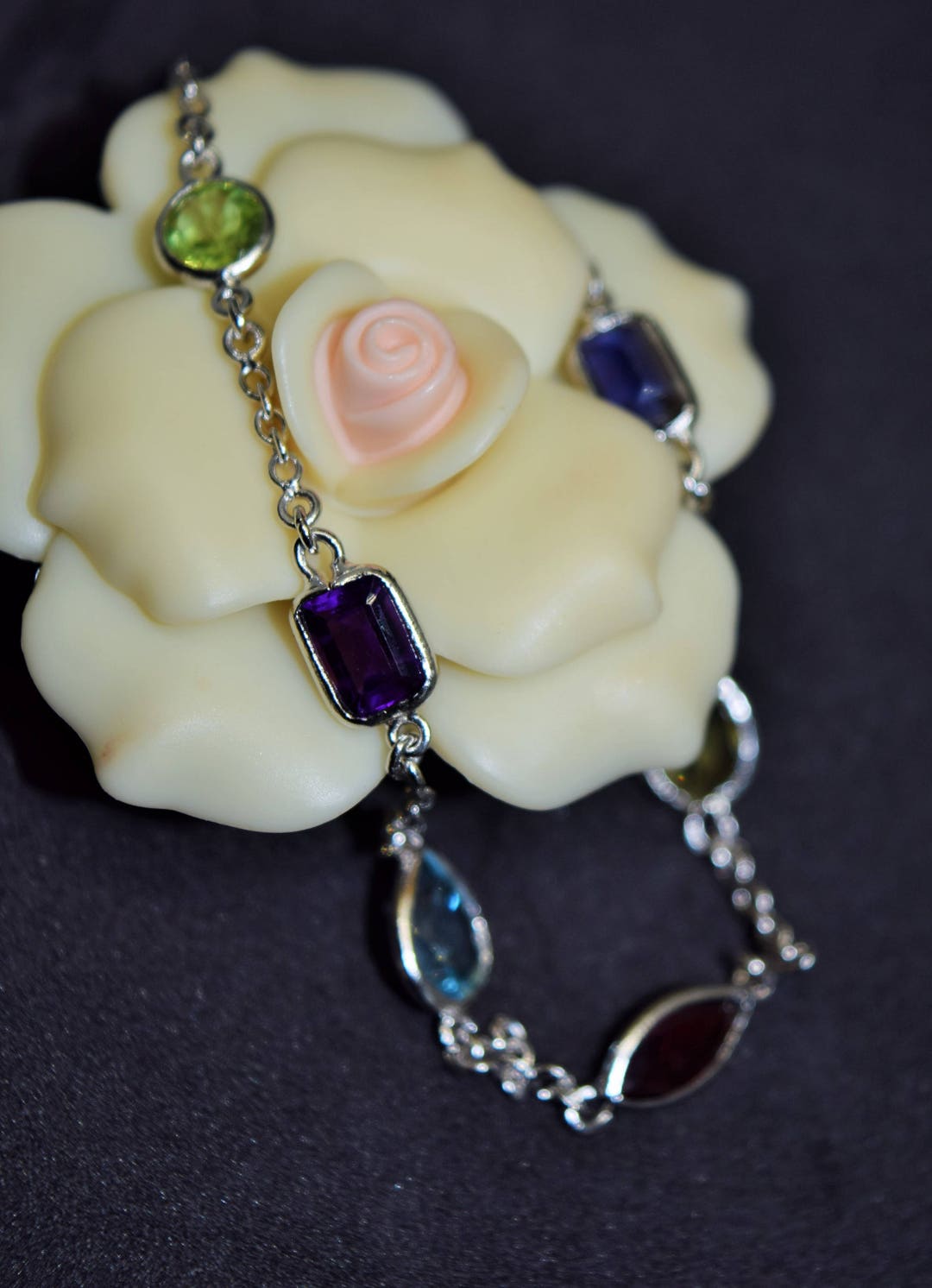 Pulsera de piedra semipreciosa de 6 pluones múltiples - Etsy México