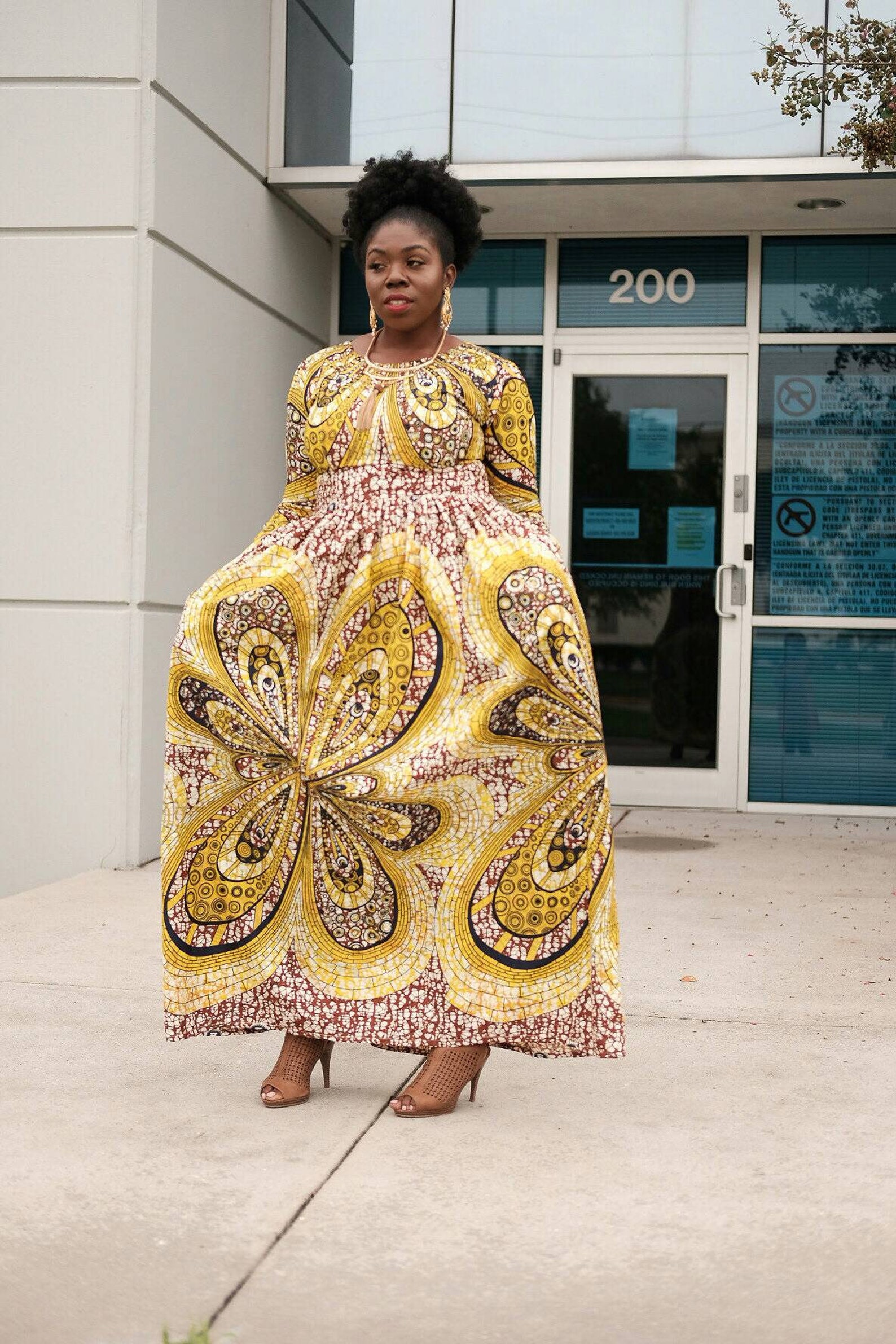 African clothing for women long sleeve maxi Dress Ankara print | Etsy