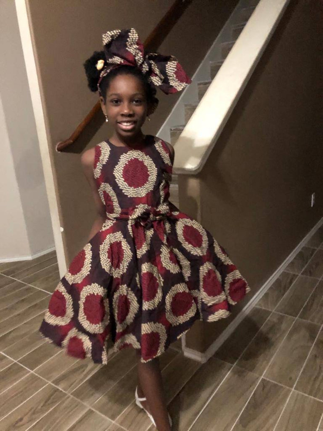 African Clothing Kids/girls Ankara Kente Print Dashiki Dress With ...