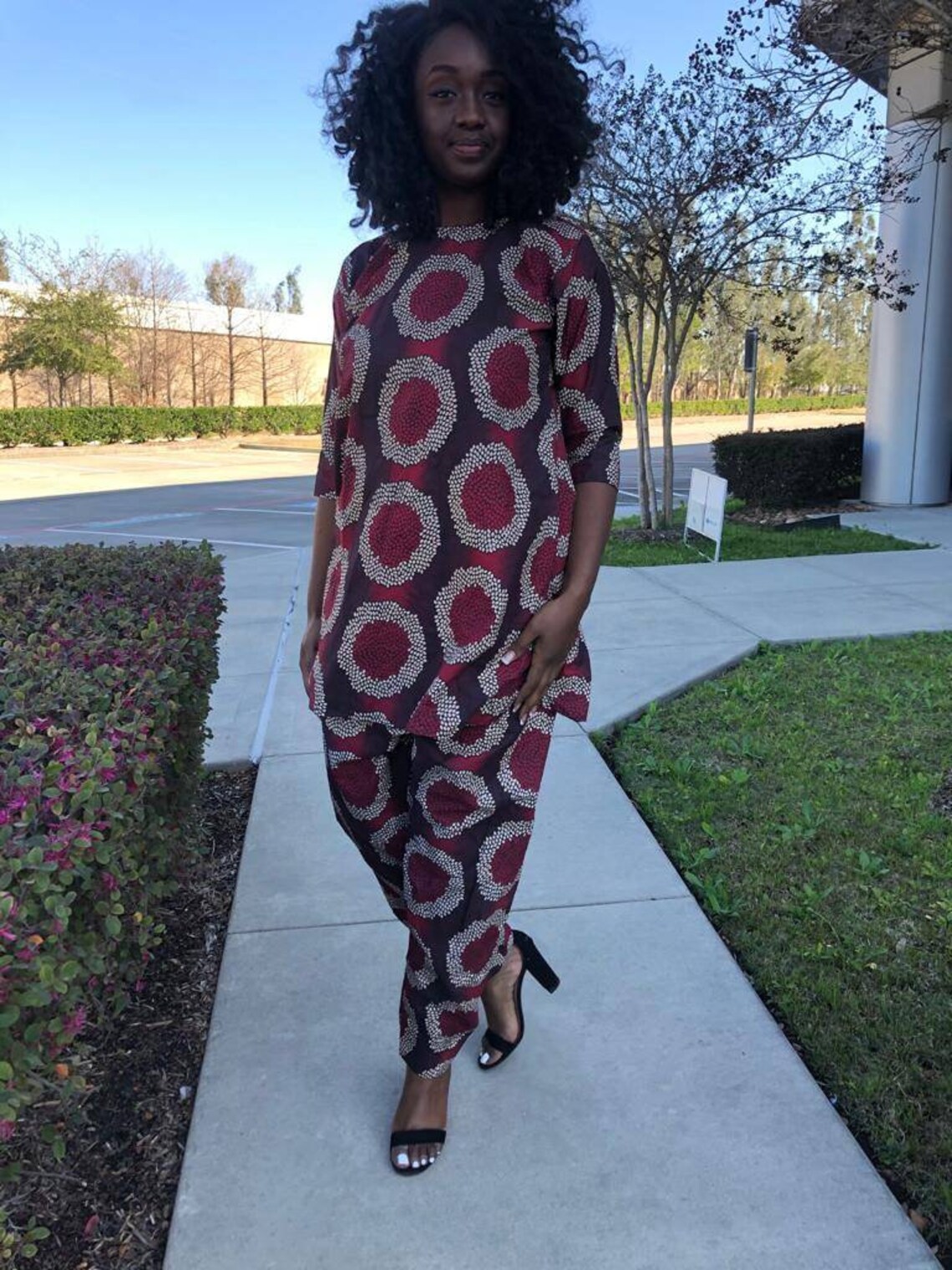 African Ankara Print Women Two Pieces Ankara Set Tunic Top and High ...