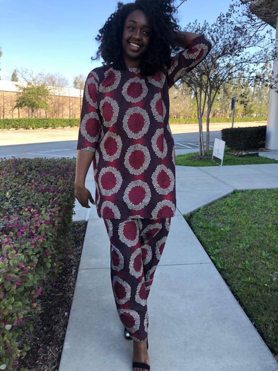 African Ankara Print Women Two Pieces Ankara Set Tunic Top and High ...