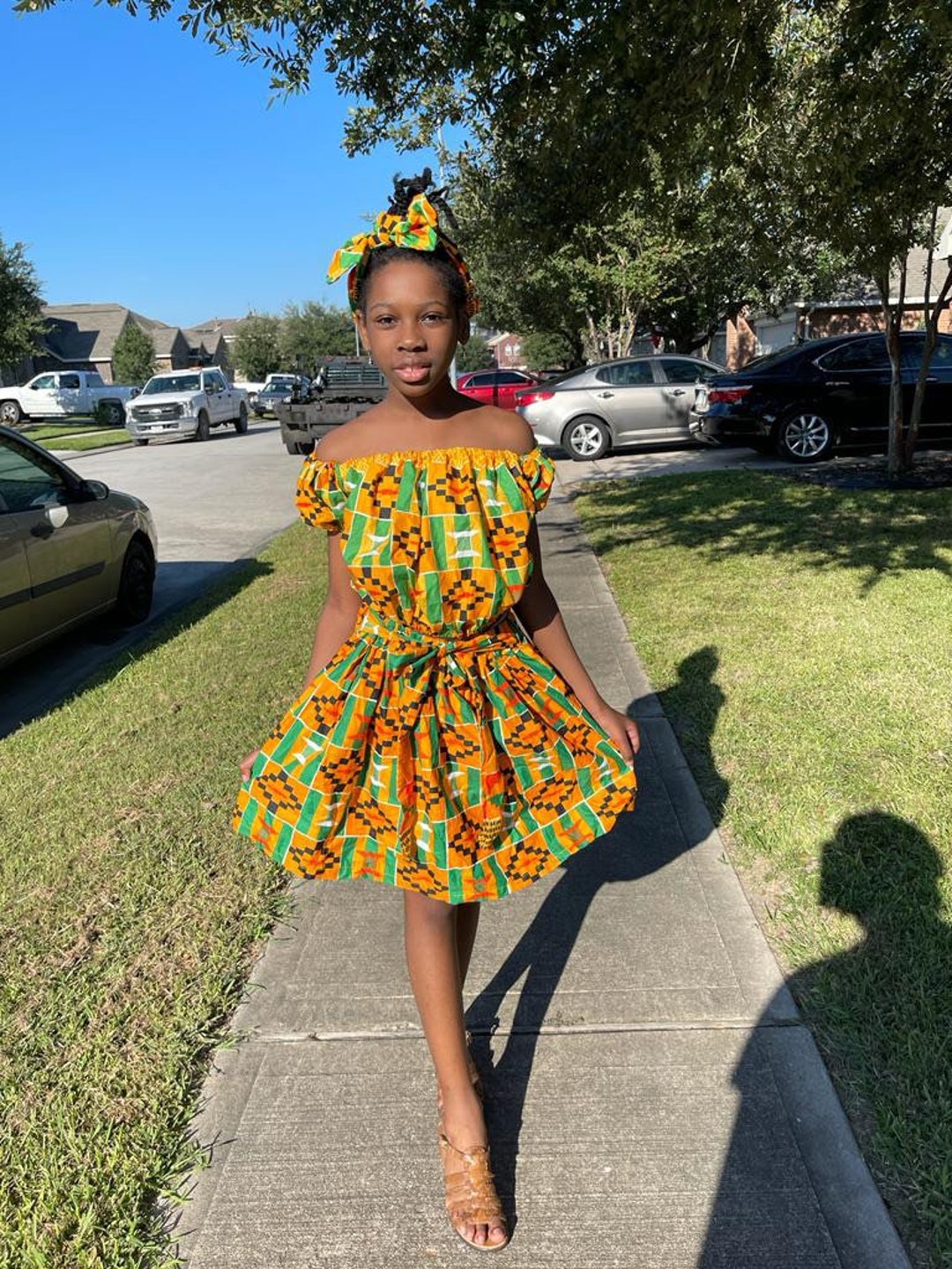 African Clothing Kids/girls 3 Set of Ankara Kente Print Top Skirt and ...