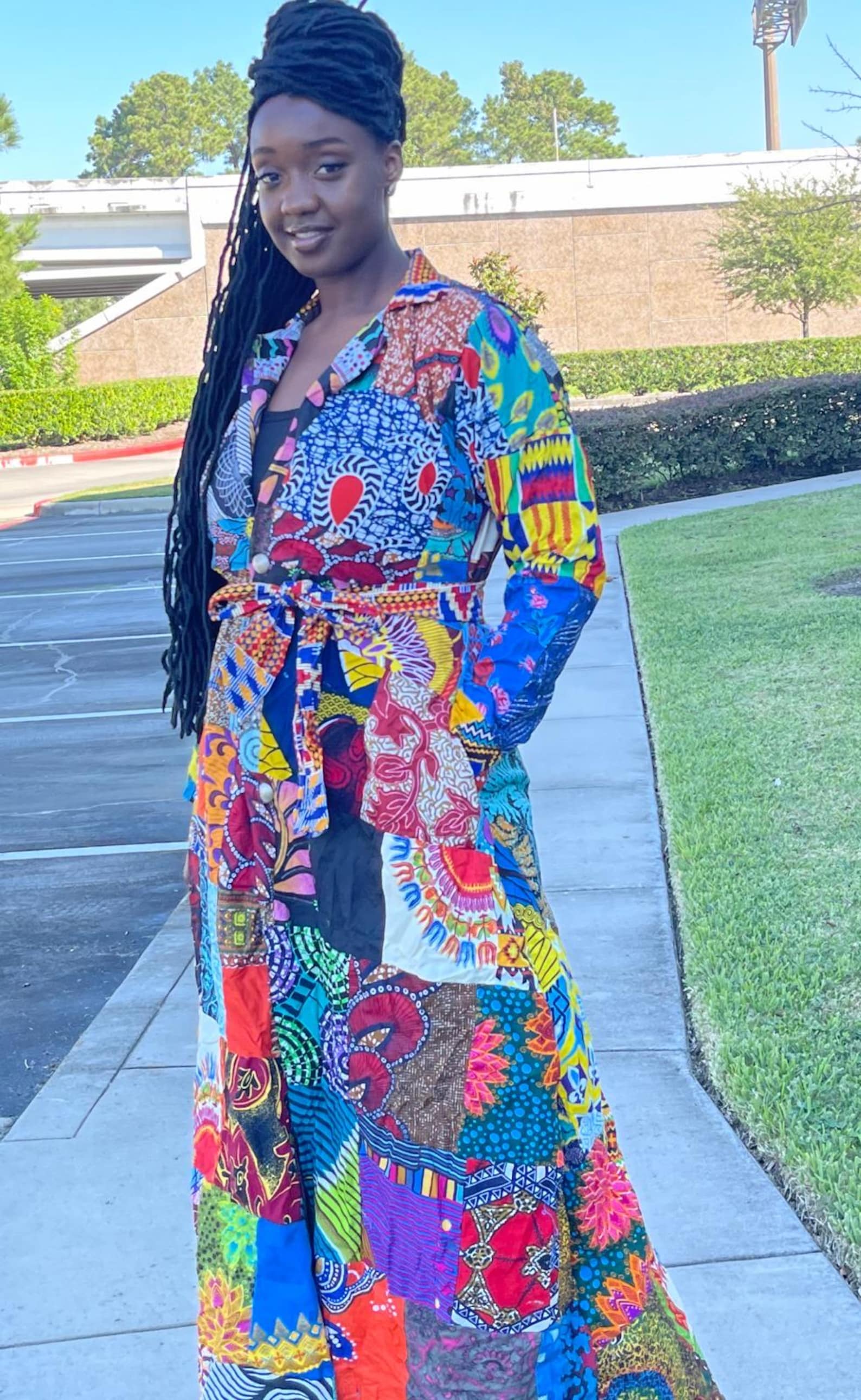 Gorgeous Lomg Patchwork African Robe, Ankara Kente Print African Kimono ...