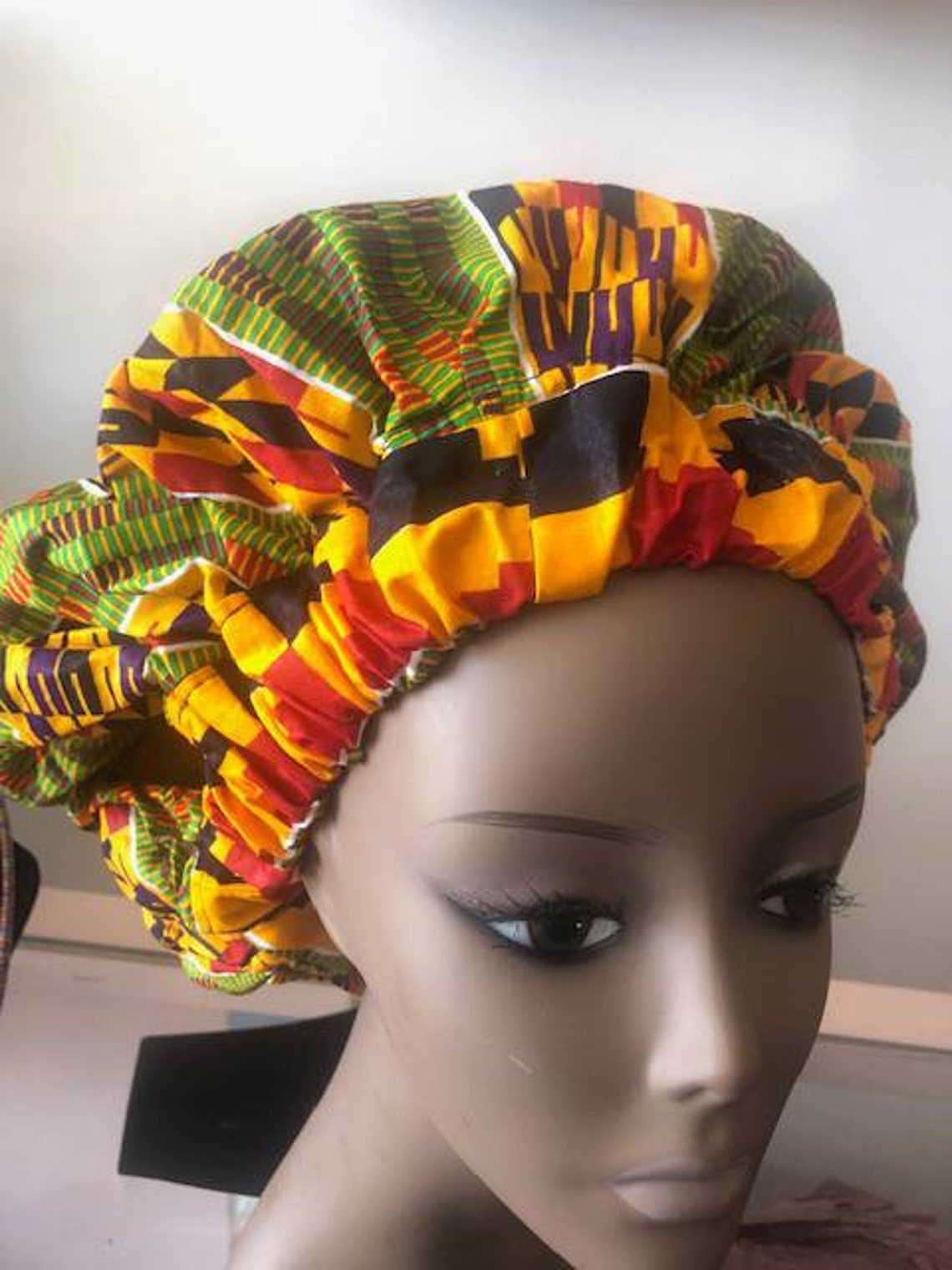 Ankara/Kente African clothing hair bonnet African ankara | Etsy