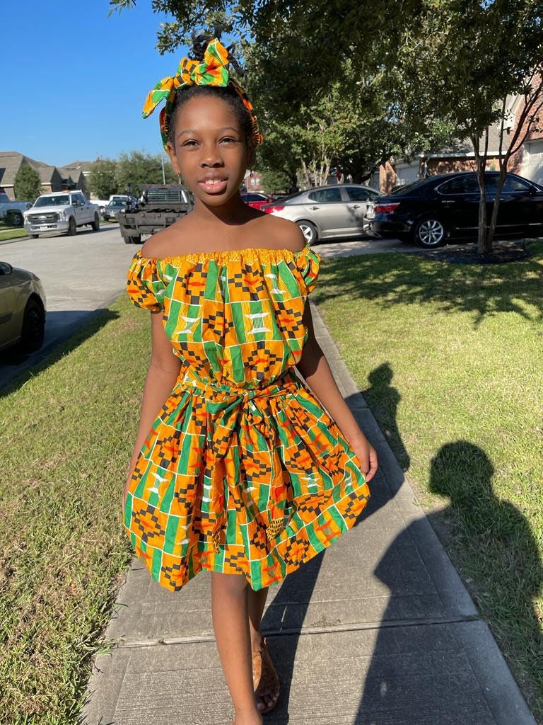 African Clothing Kids/girls 3 Set of Ankara Kente Print Top Skirt and ...
