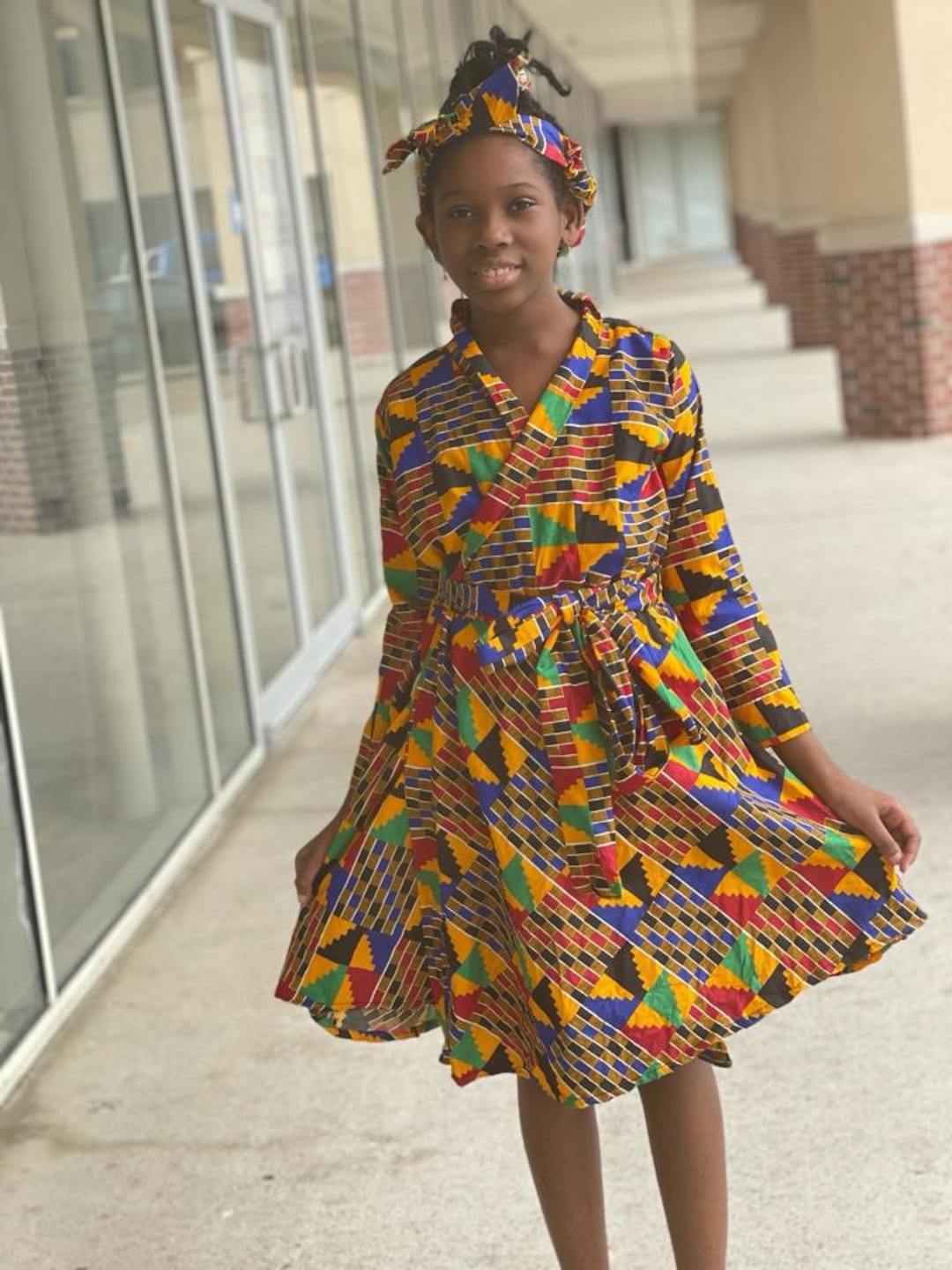 African Clothing for Kids/girls Ankara/kente Long Sleeves Multi Color ...