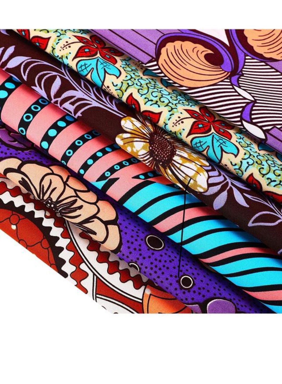 6 Random Pick Fat Quarter African Ankara Kente Fabrics for Craft and ...