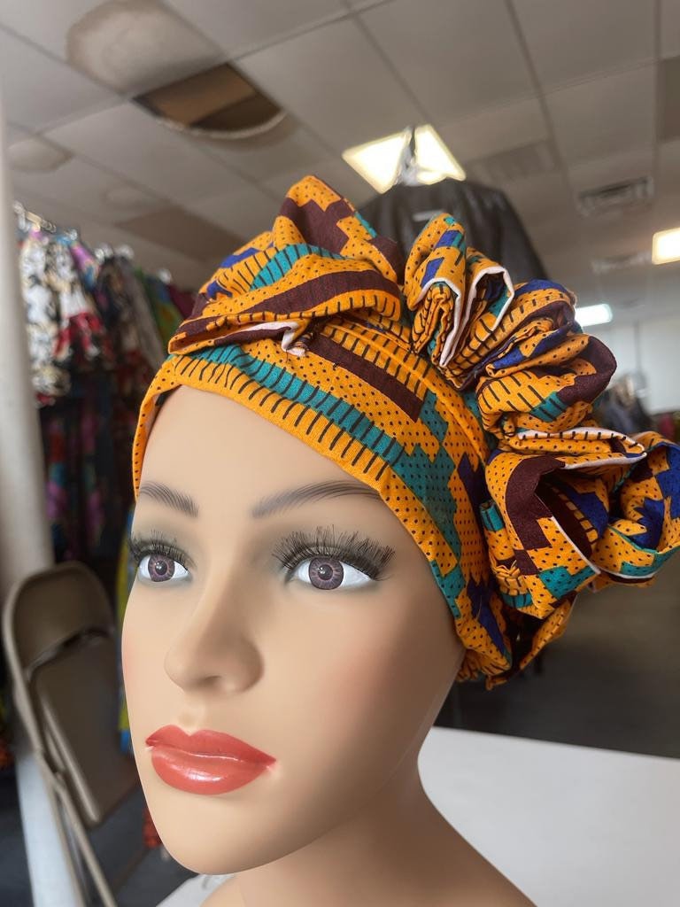 African Print Turban Ankara Kente Head Turban Ready to Wear Headwrap ...