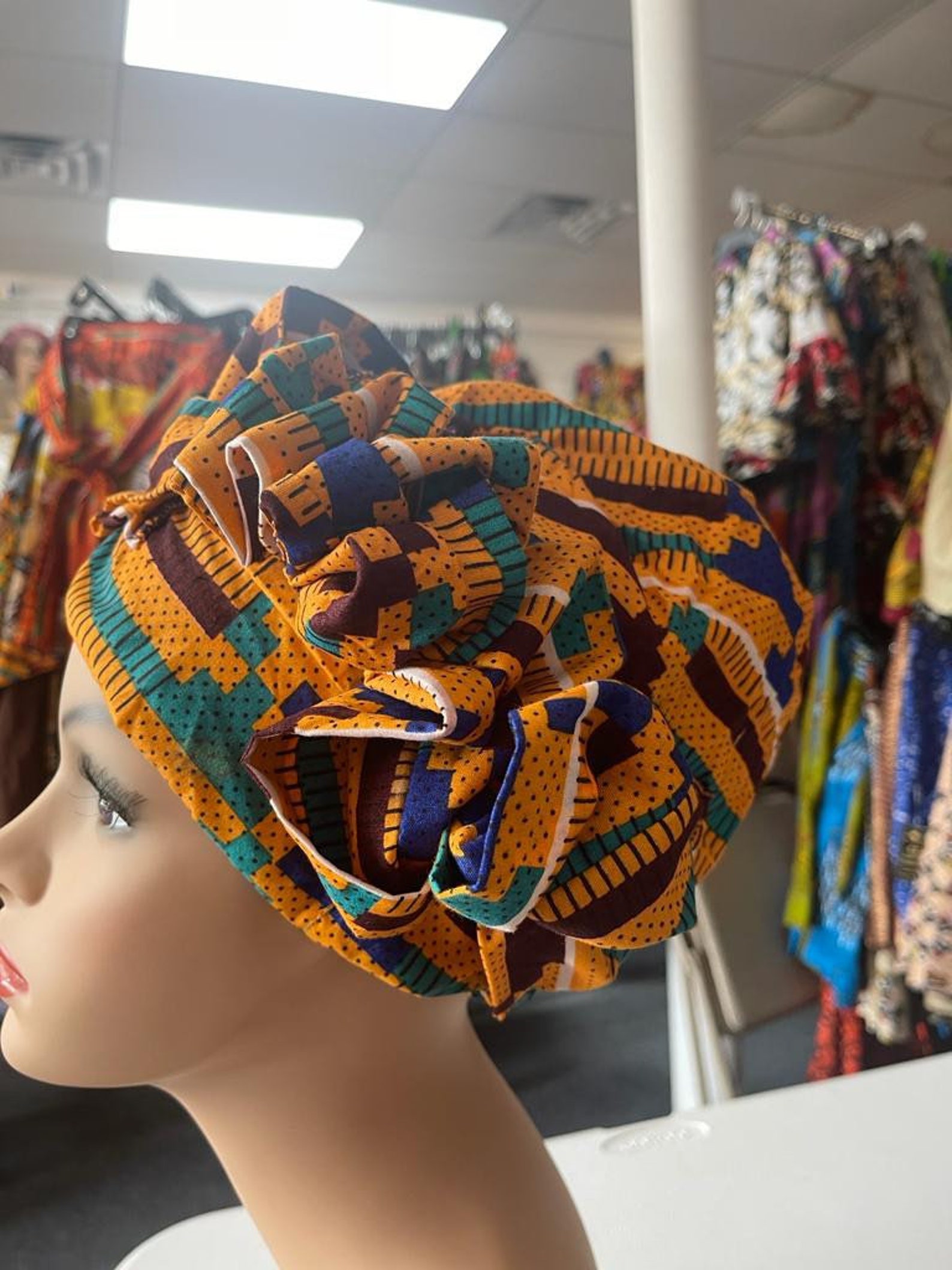 African Print Turban Ankara Kente Head Turban Ready to Wear Headwrap ...