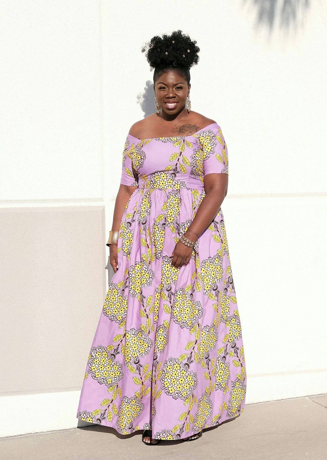 African Clothing for Women Long Dress off Shoulder Dress Ankara Print ...