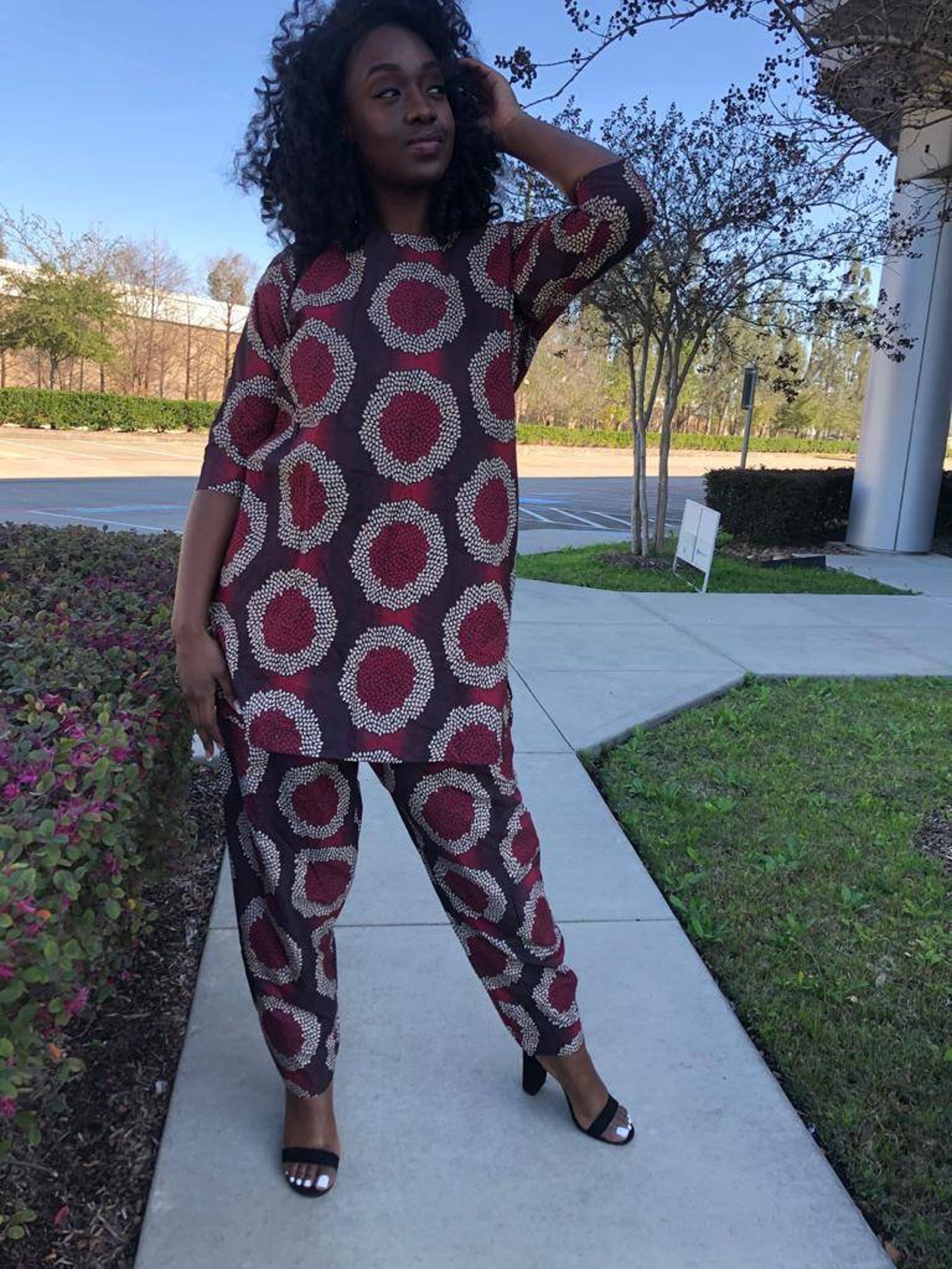 African Ankara Print Women Two Pieces Ankara Set Tunic Top and High ...