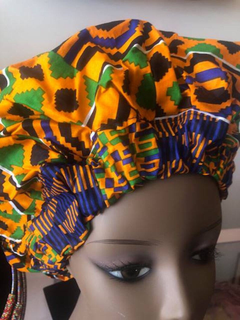 Ankara/kente African Clothing Hair Bonnet African Ankara Ankara Print ...
