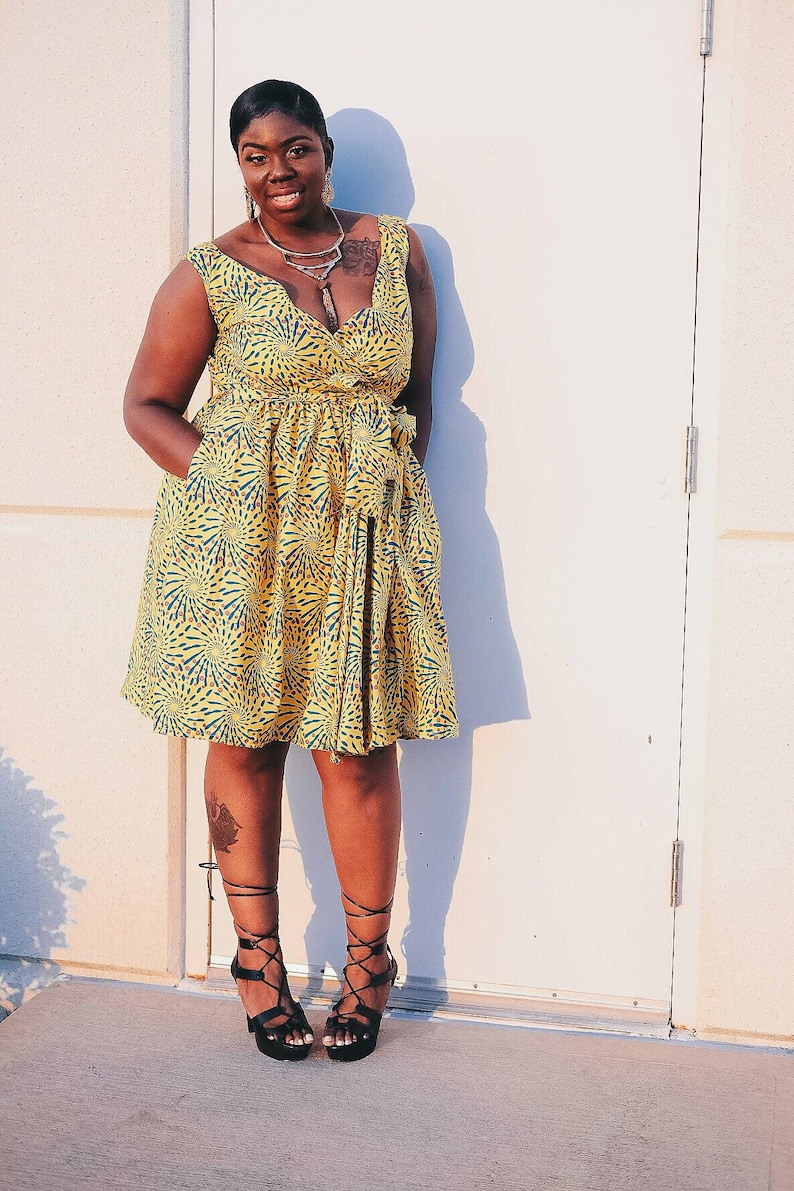 ON SALE African Clothing for Women Ankara Print Dress With Side Pocket ...